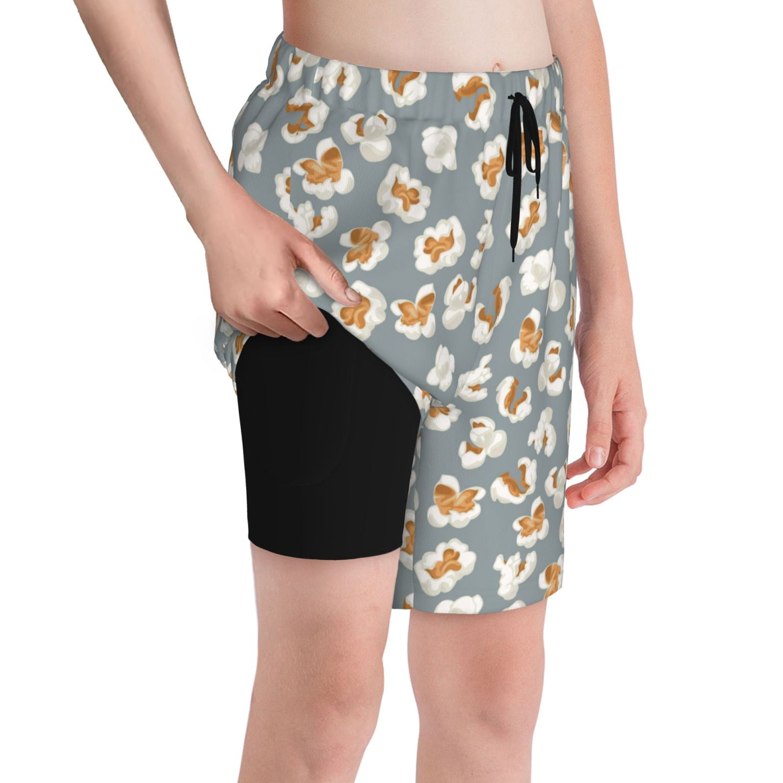 Cauagu White Popcorn Print Swim Trunks for Men,Youth Boys Swim Shorts ...