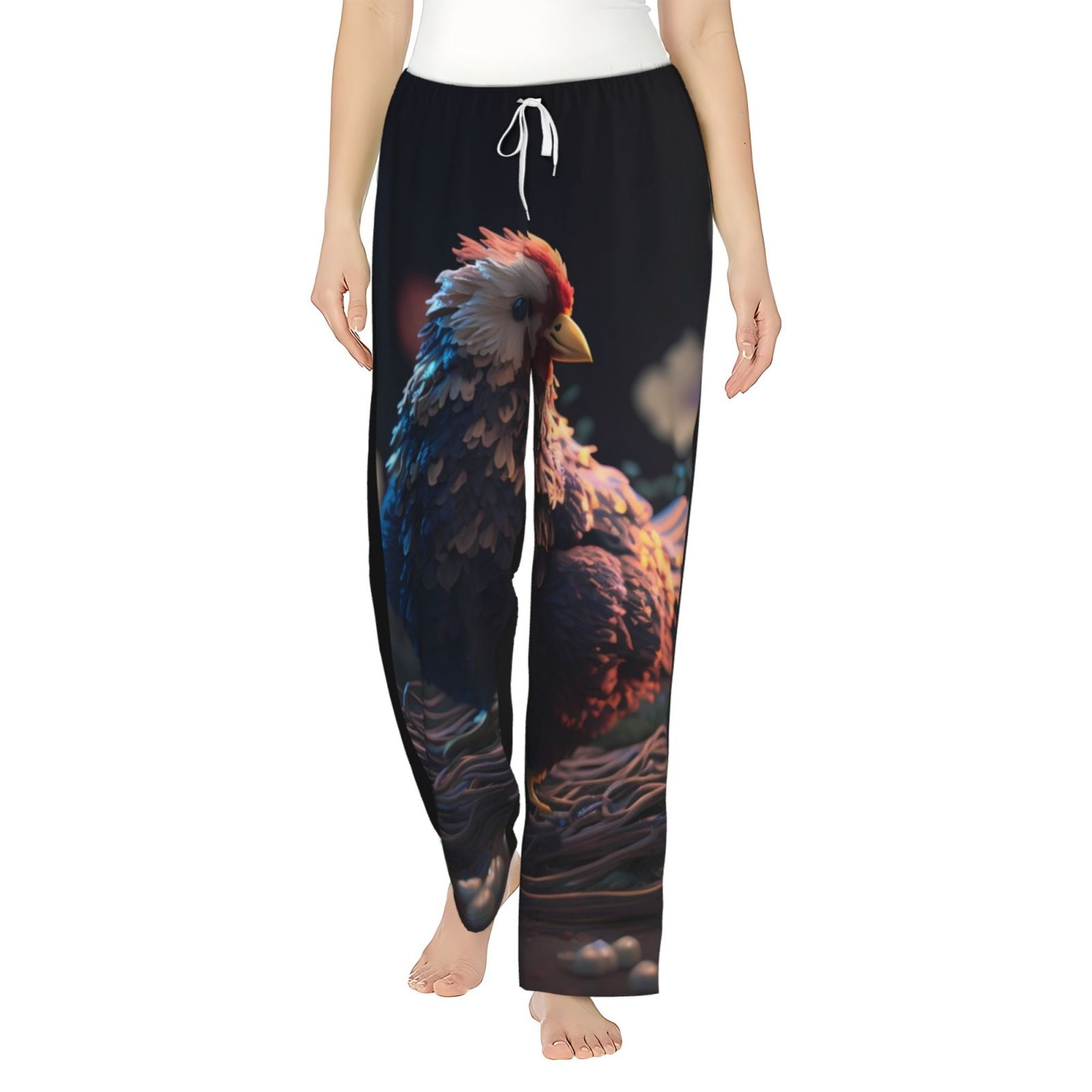 Cauagu White Purple Flower Chicken Pajama Pants for Women Loose Fit ...