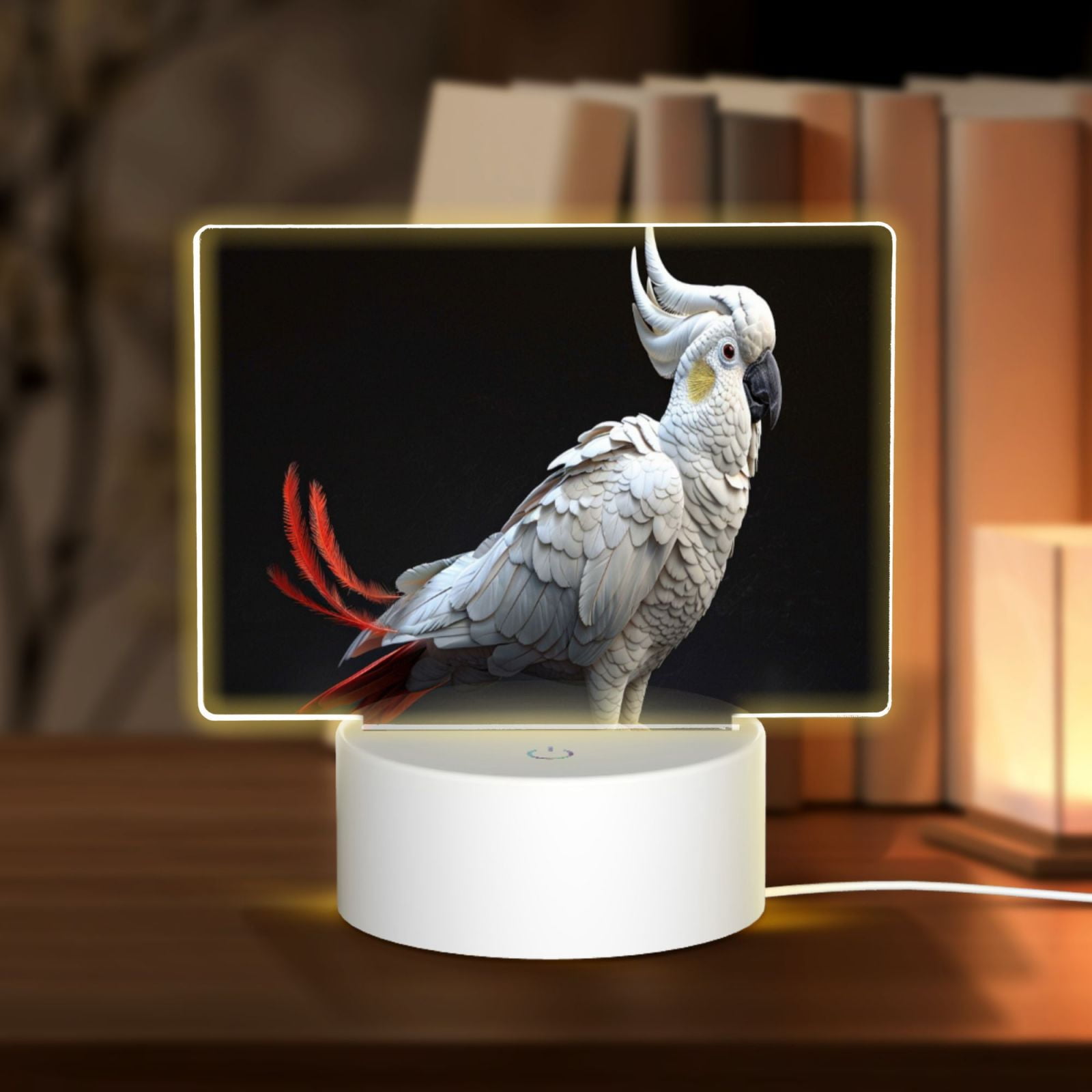 Cauagu White Red Cockatoo for Rectangle Acrylic Night Light - Acrylic ...