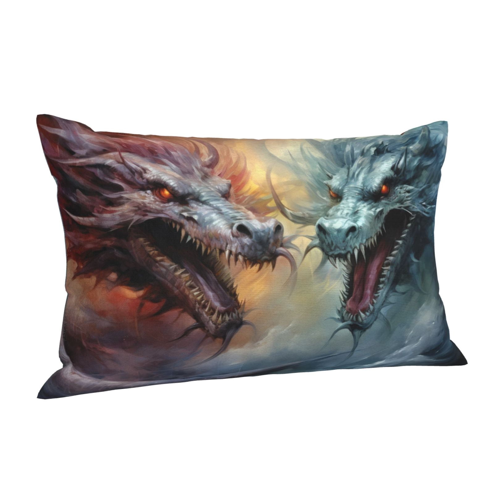 Cauagu White And Red Storm Dragon Print Pillow Covers with Envelope ...