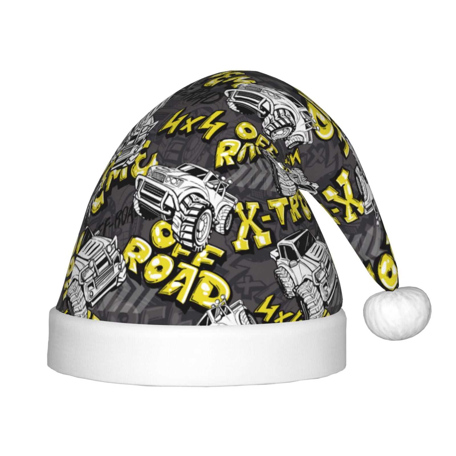 Cauagu White Retro Off-Road Vehicle Pattern Christmas Hat for Kids,Xmas ...