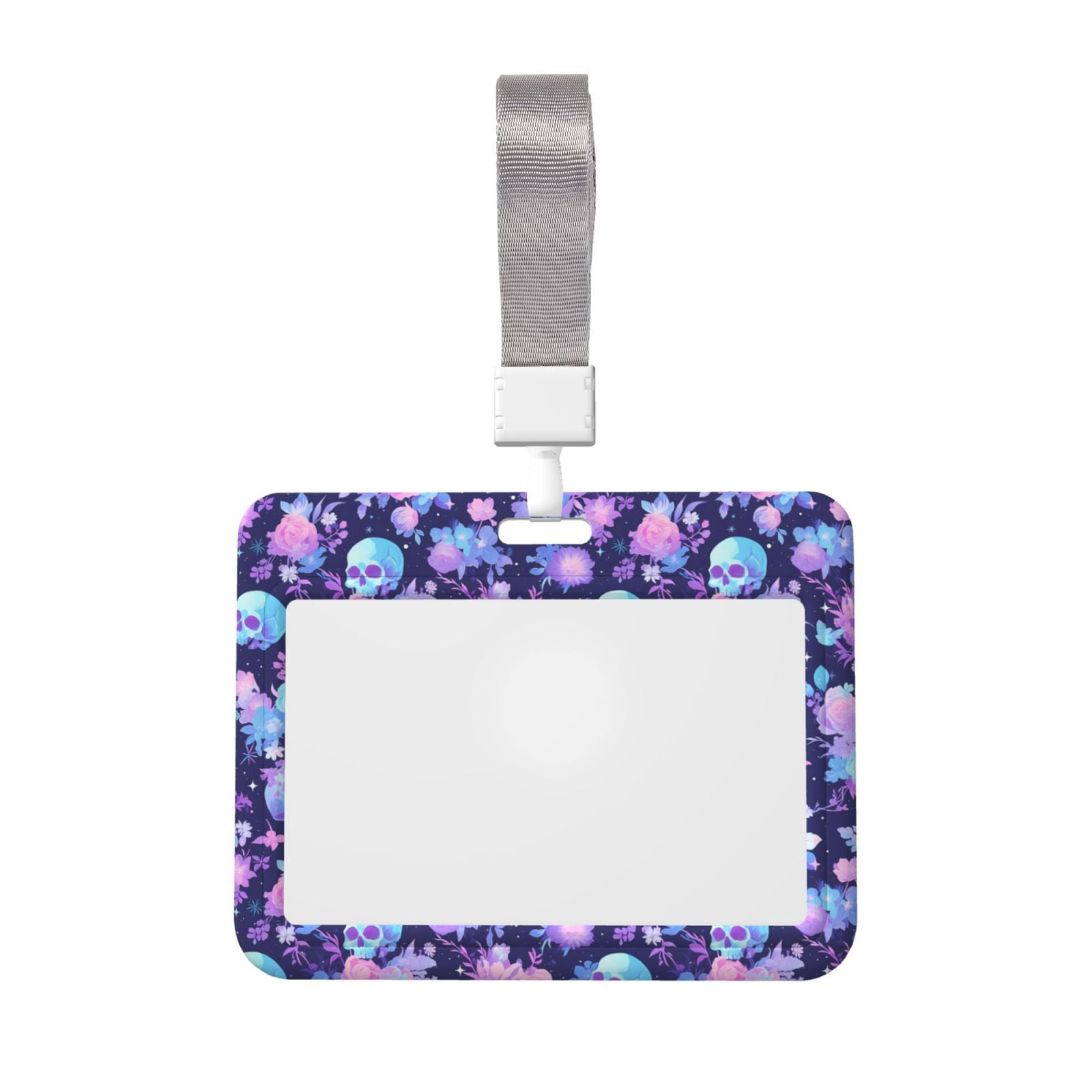 Cauagu White Skull Flower for ID Badge Holder,Badge Holder with Windows ...