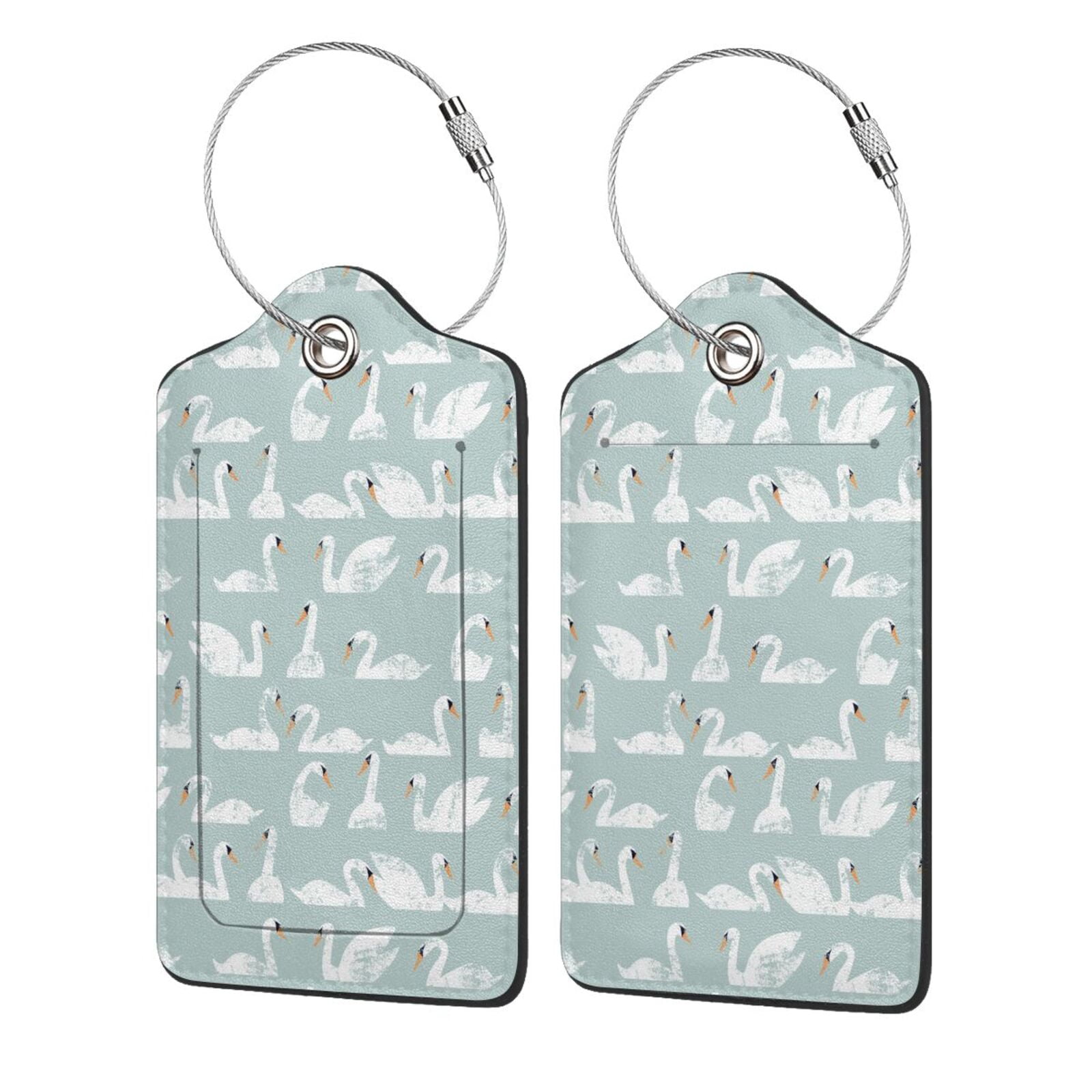 Cauagu White Swan Pattern Luggage Tags,Leather Luggage Tags ...