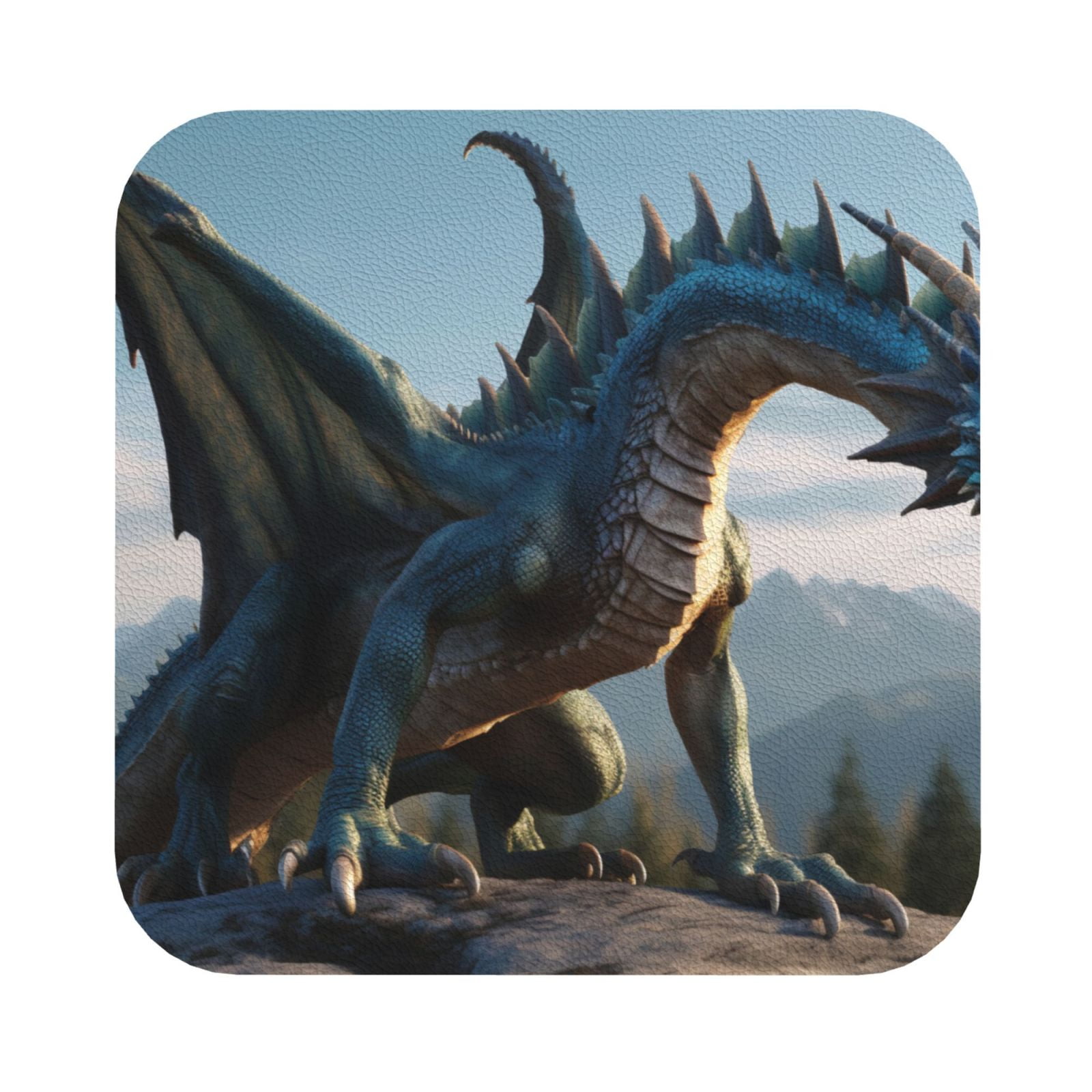 Cauagu Wild Blue Cool Dragon for Round Coaster,Drink Coasters Set of 4 ...