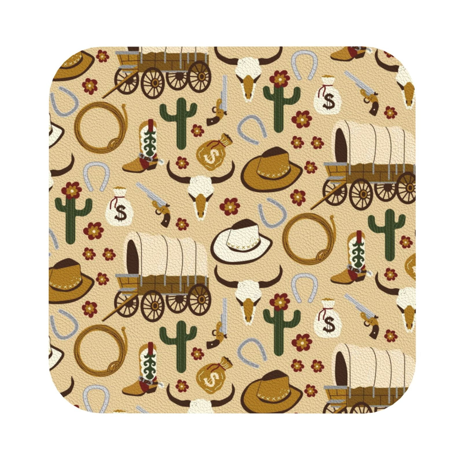 Cauagu Wild West Cowboy for Round Coaster,Drink Coasters Set of 4 ...