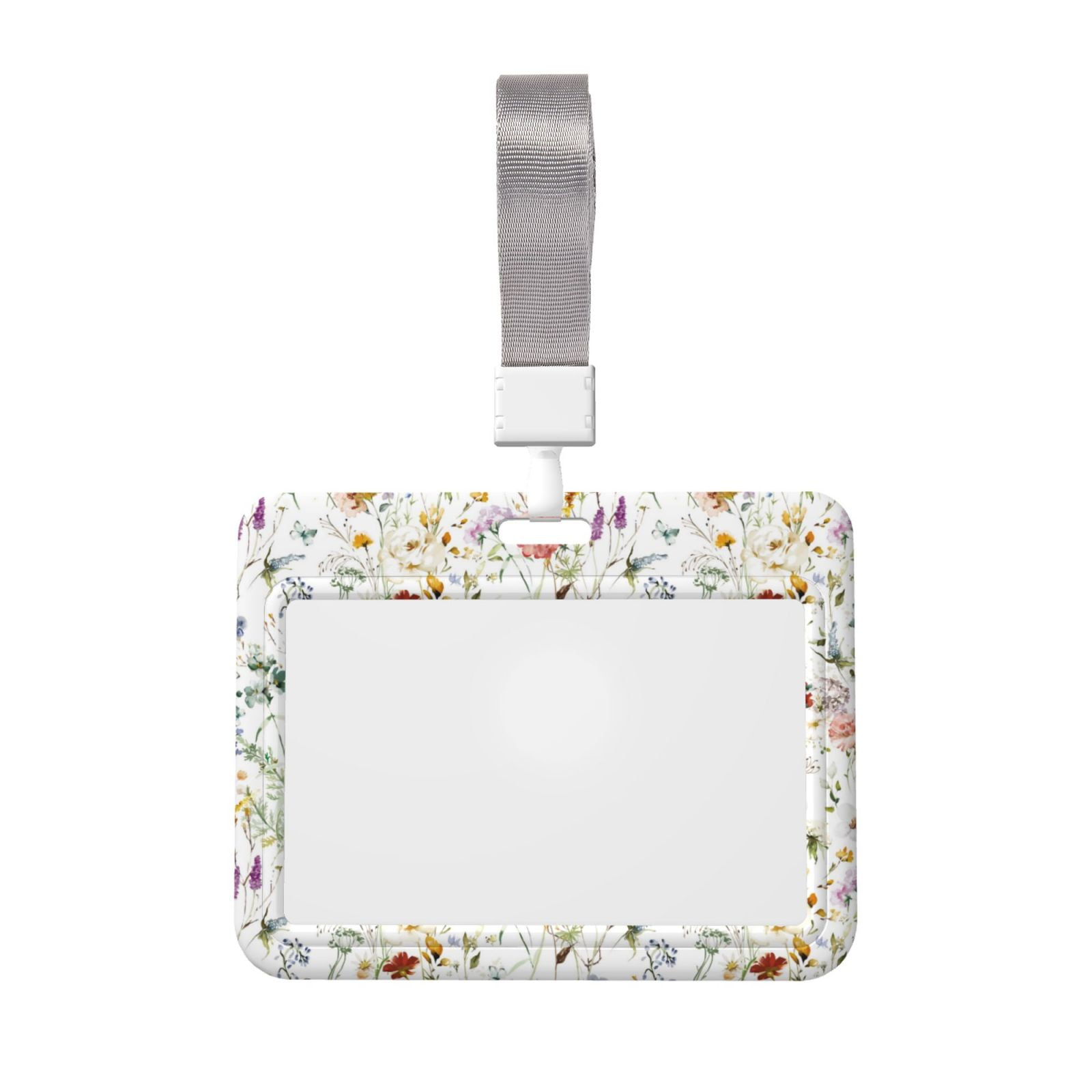 Cauagu Wildflower Watercolor for ID Badge Holder,Badge Holder with ...