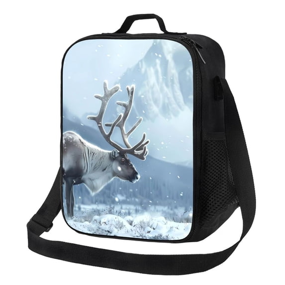 Cauagu Winter Reindeer In Snowy Mountains Insulated Lunch Bag ...