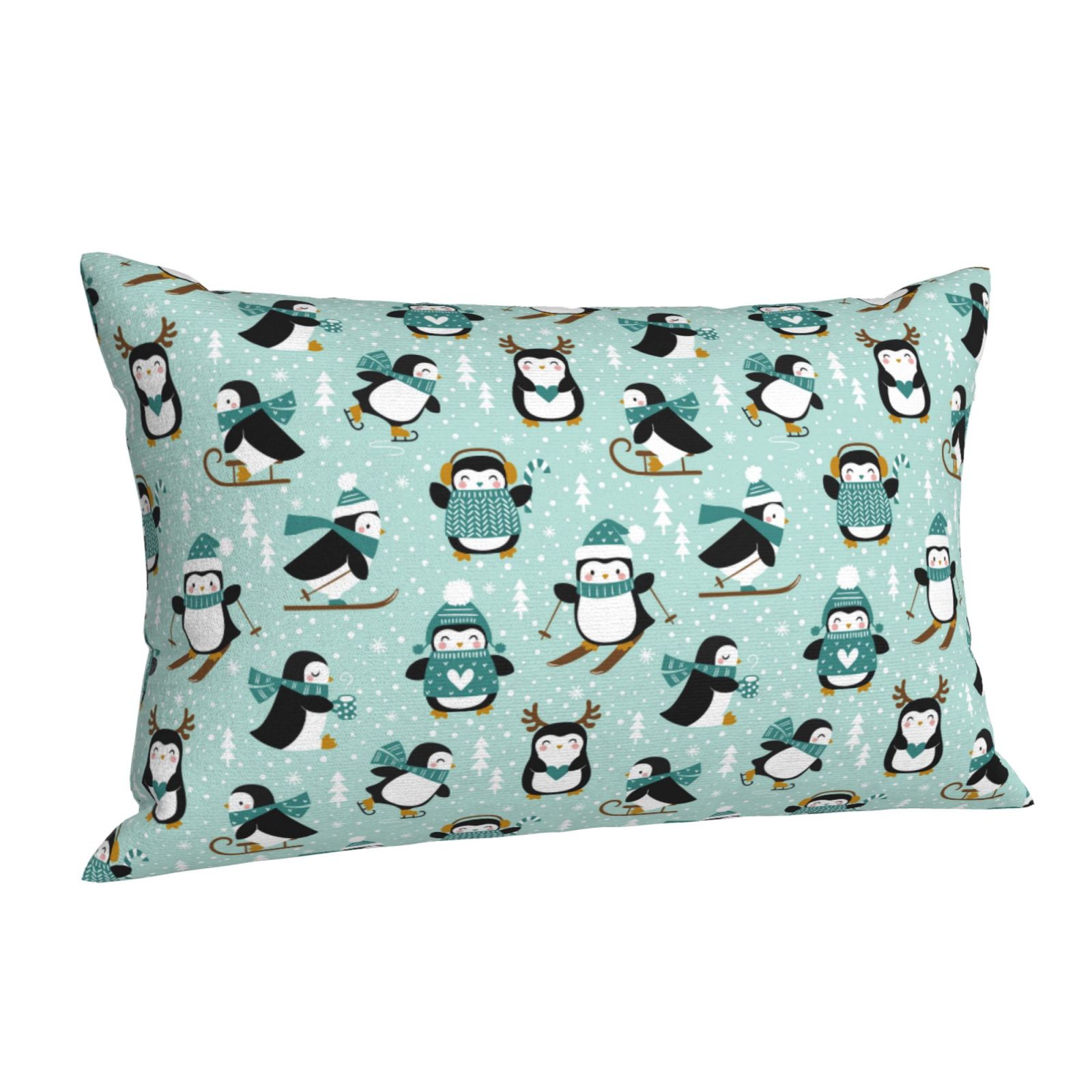 Cauagu Winter Skiing Penguin Print Pillow Covers with Envelope Closure ...