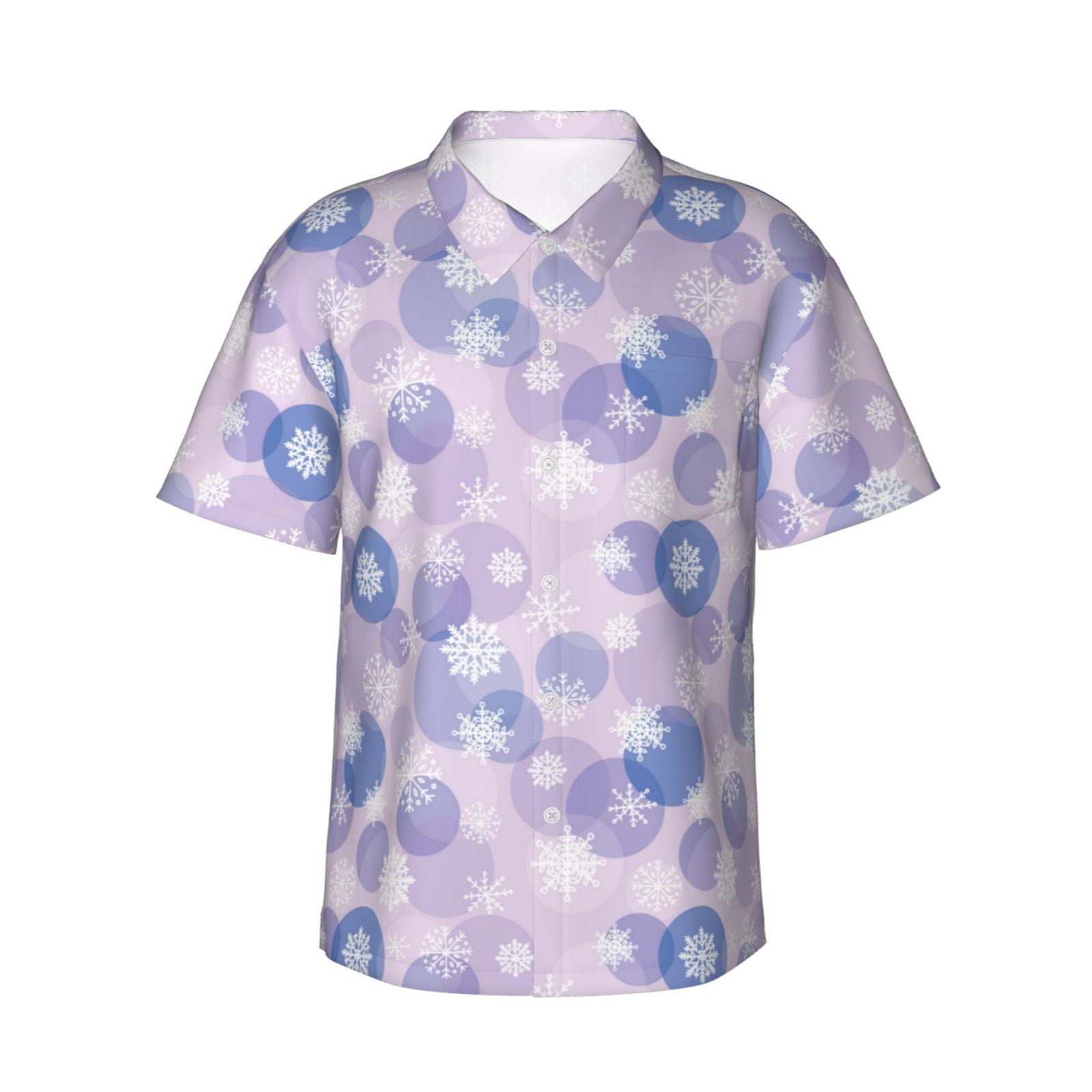 Cauagu Winter With Snowflakes Print Hawaiian Shirt for Men,Casual Short ...