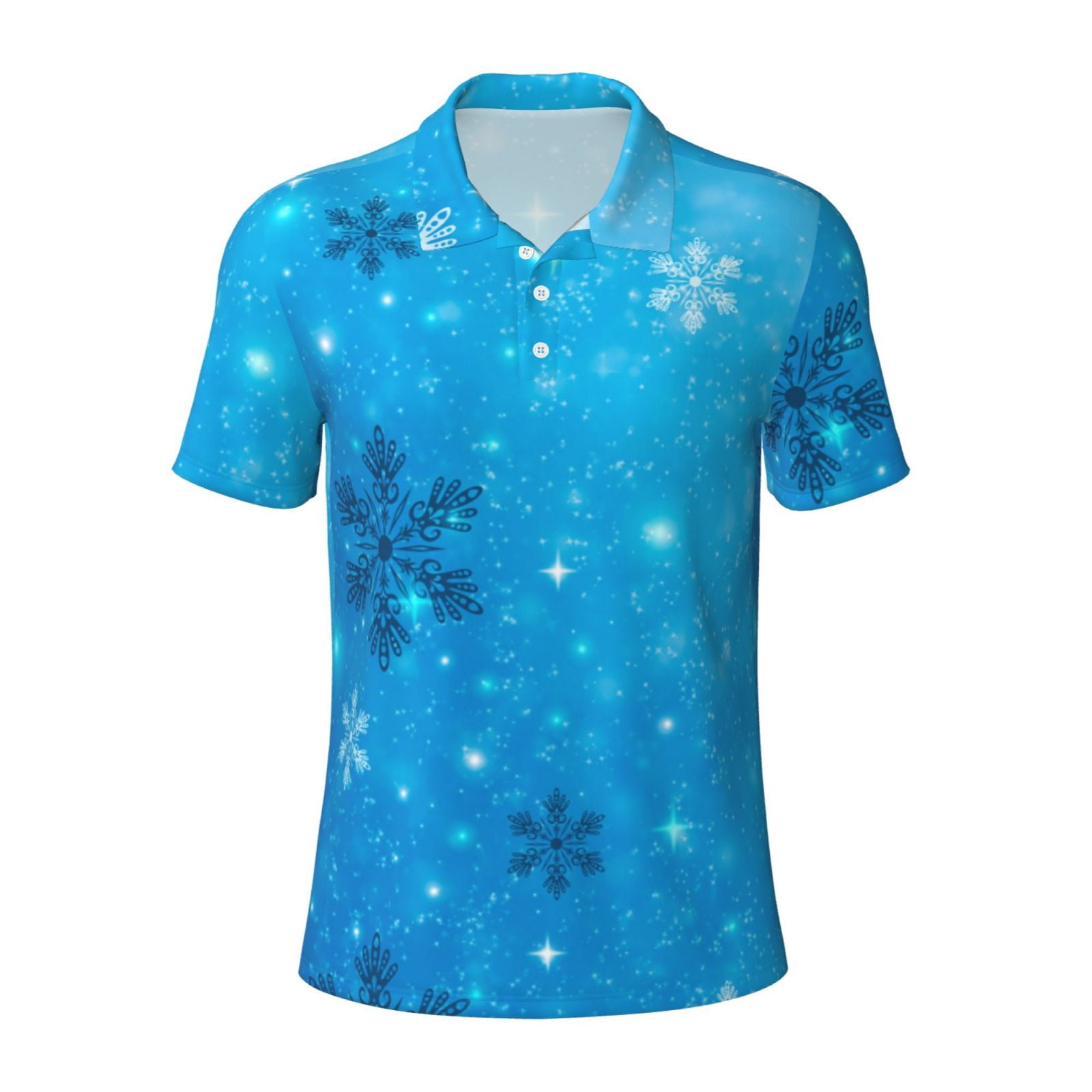 Cauagu Winter With Snowflakes Print Men's Polo Shirts, Short-Sleeve ...