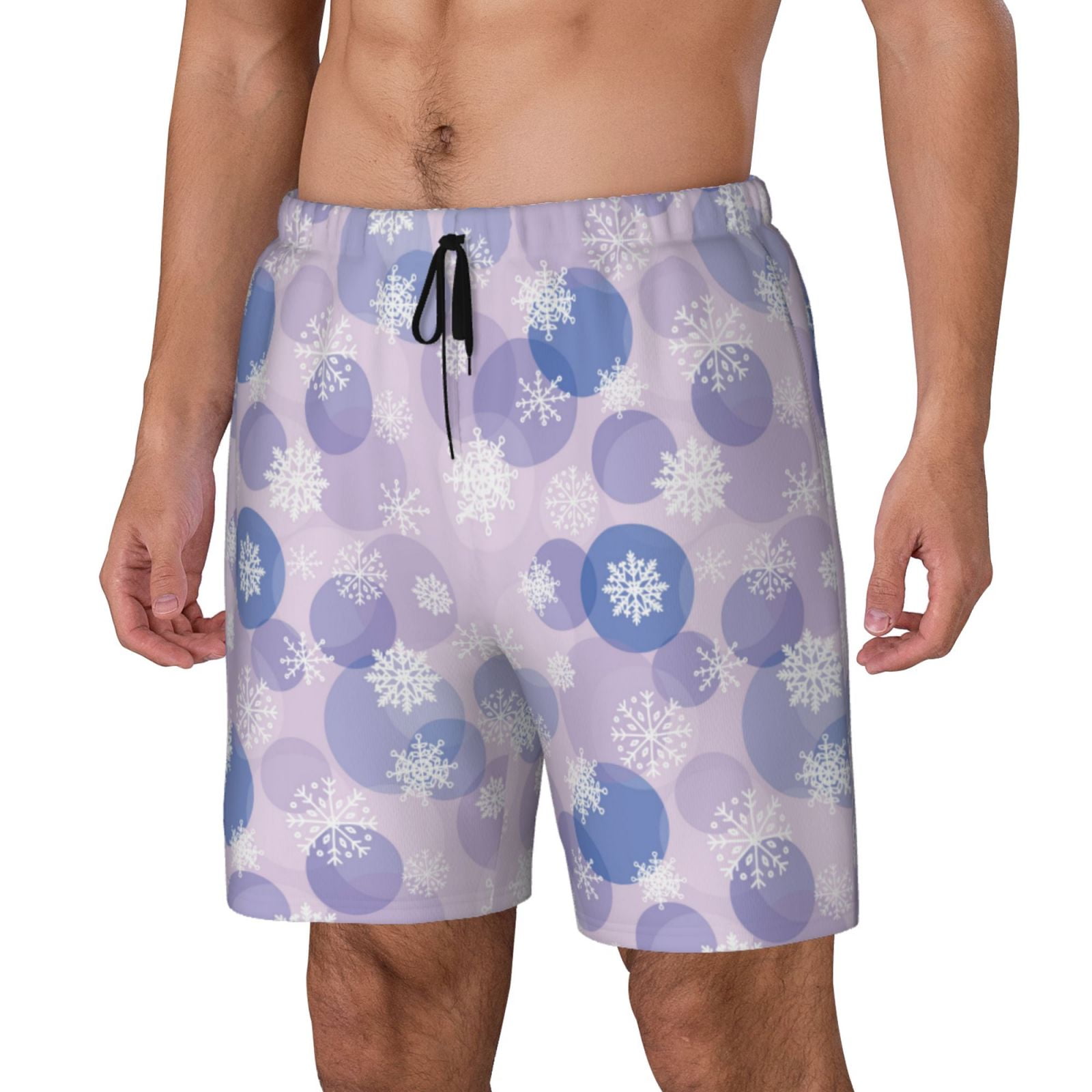 Cauagu Winter With Snowflakes Print Mens Swim Trunks Quick Dry Board ...