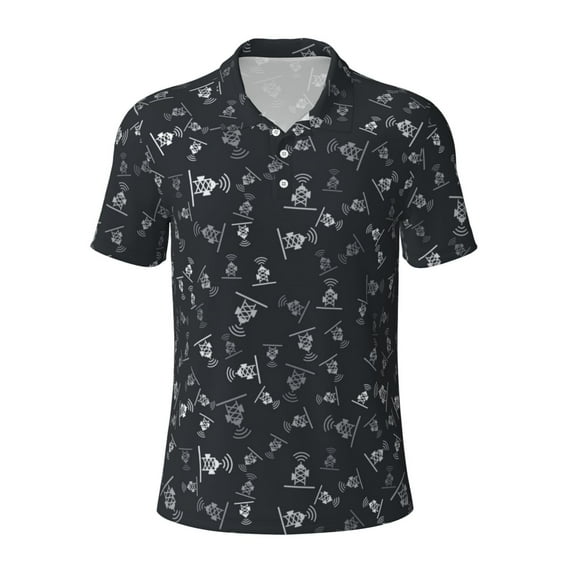 Cauagu Wireless Antenna Icon Print Men's Polo Shirts, Short-Sleeve Polo ...