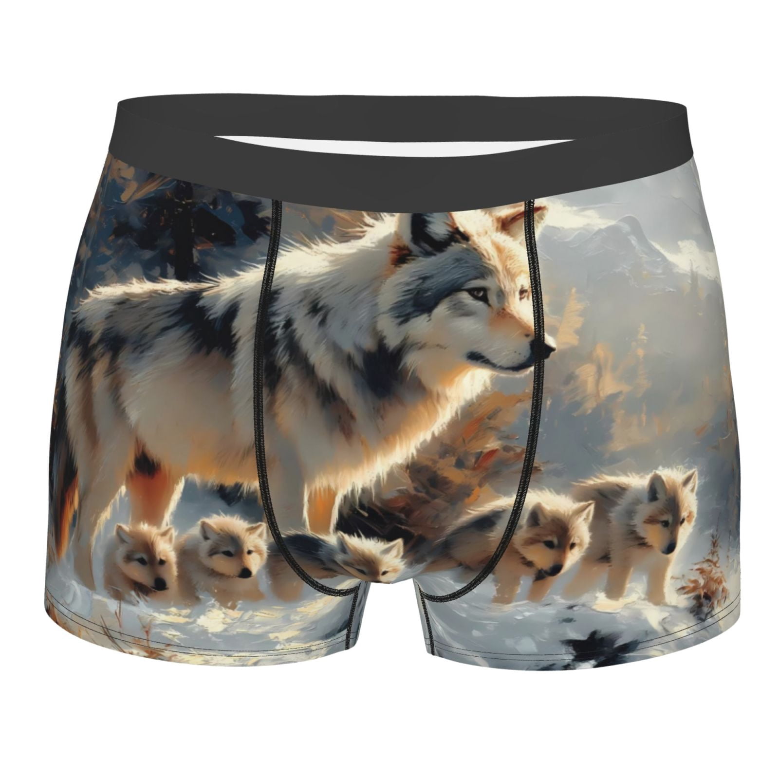 Cauagu Wolf Family Winter Wonderland Print Boxer Briefs for Men ...