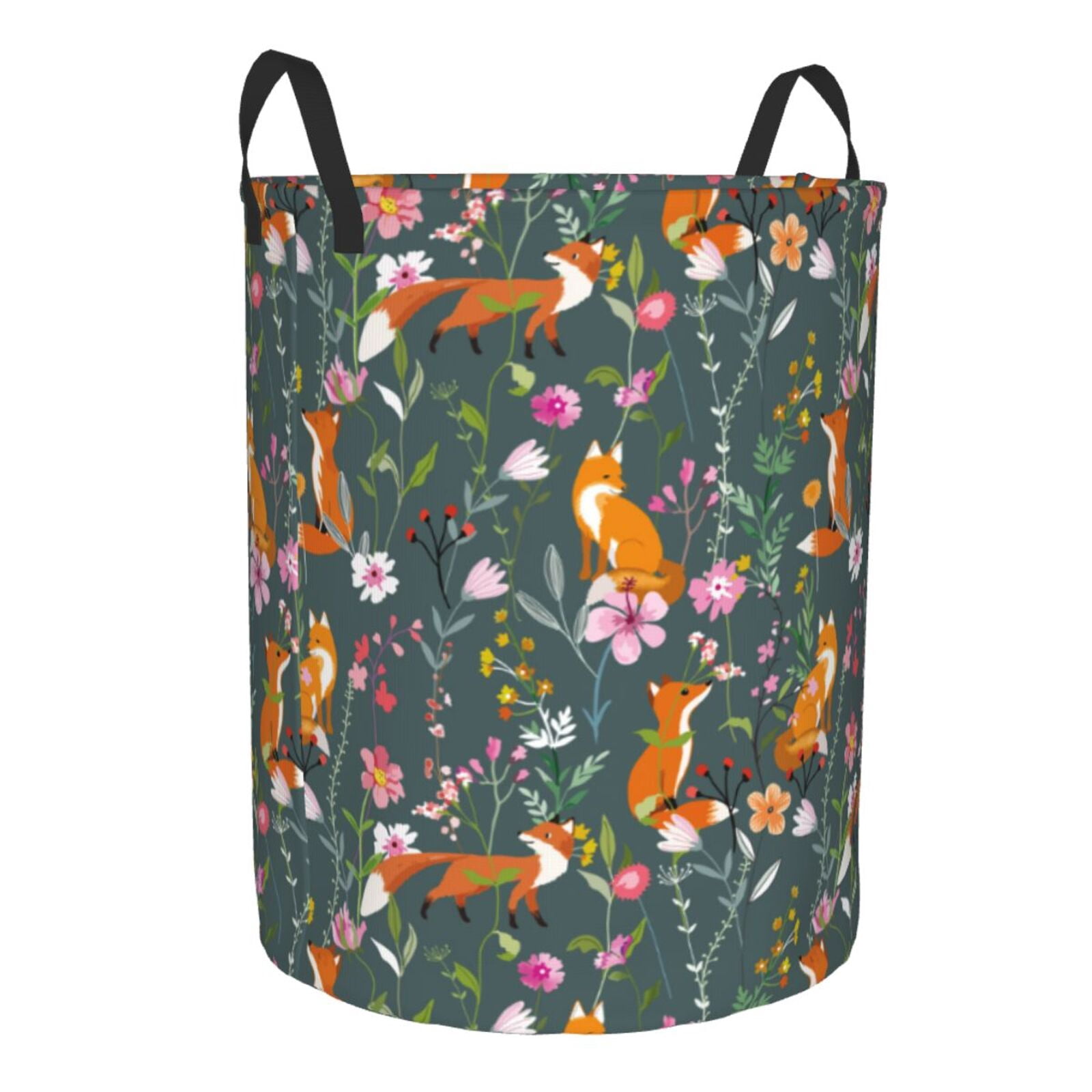 Cauagu Wolf Fox In Flower Forest for Laundry Basket,Collapsible Organizer Basket for Storage Bin ...