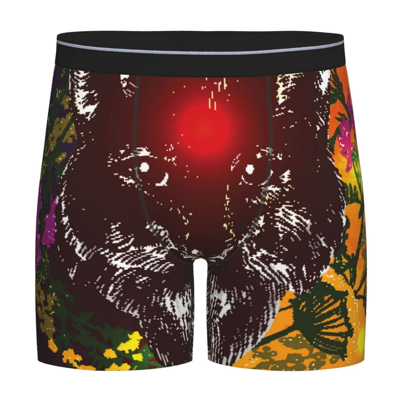 Cauagu Wolf With Wildflowers Print Men's Boxer Briefs, Funny & Cute ...