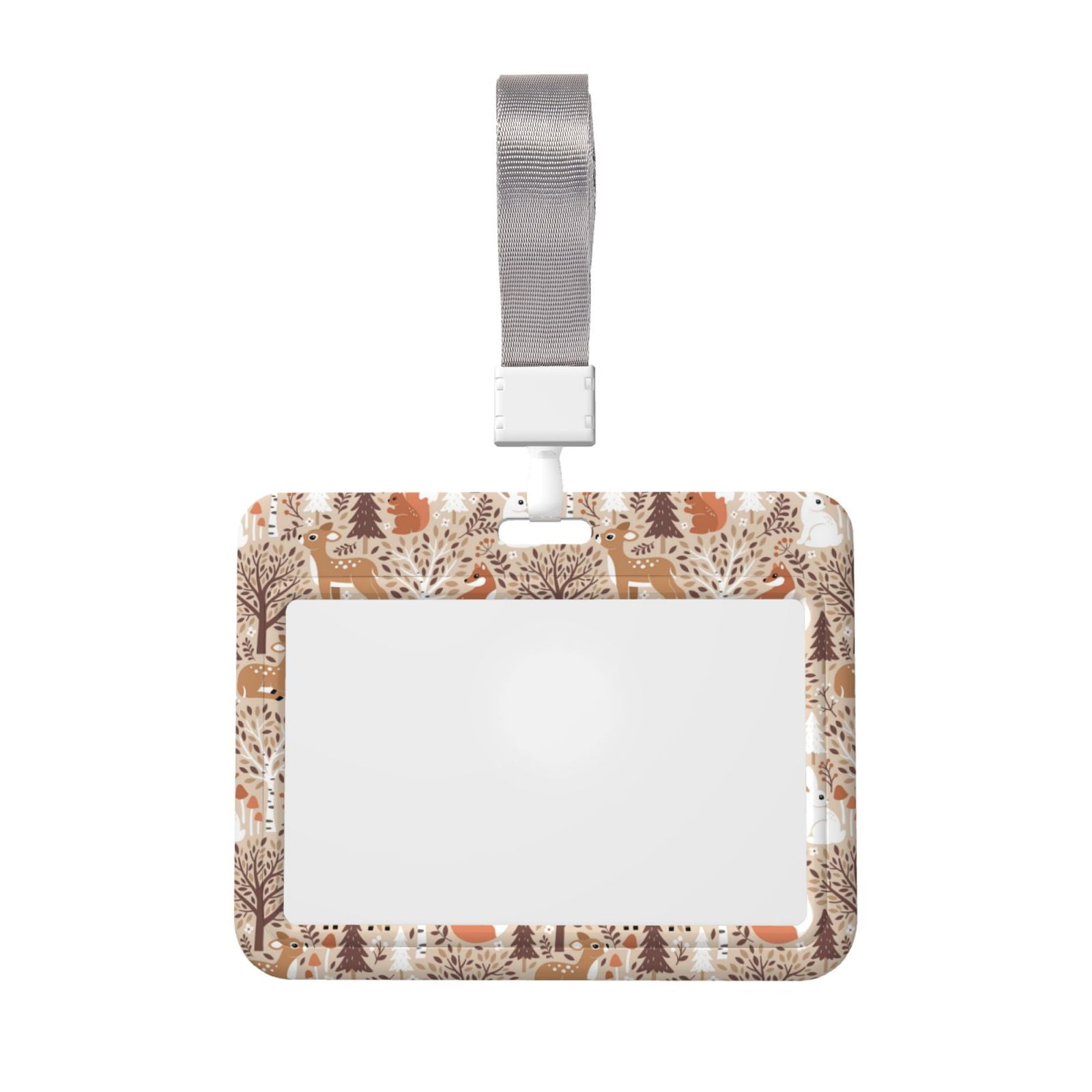 Cauagu Woodland Animals in Neutral Tones for ID Badge Holder,Badge ...