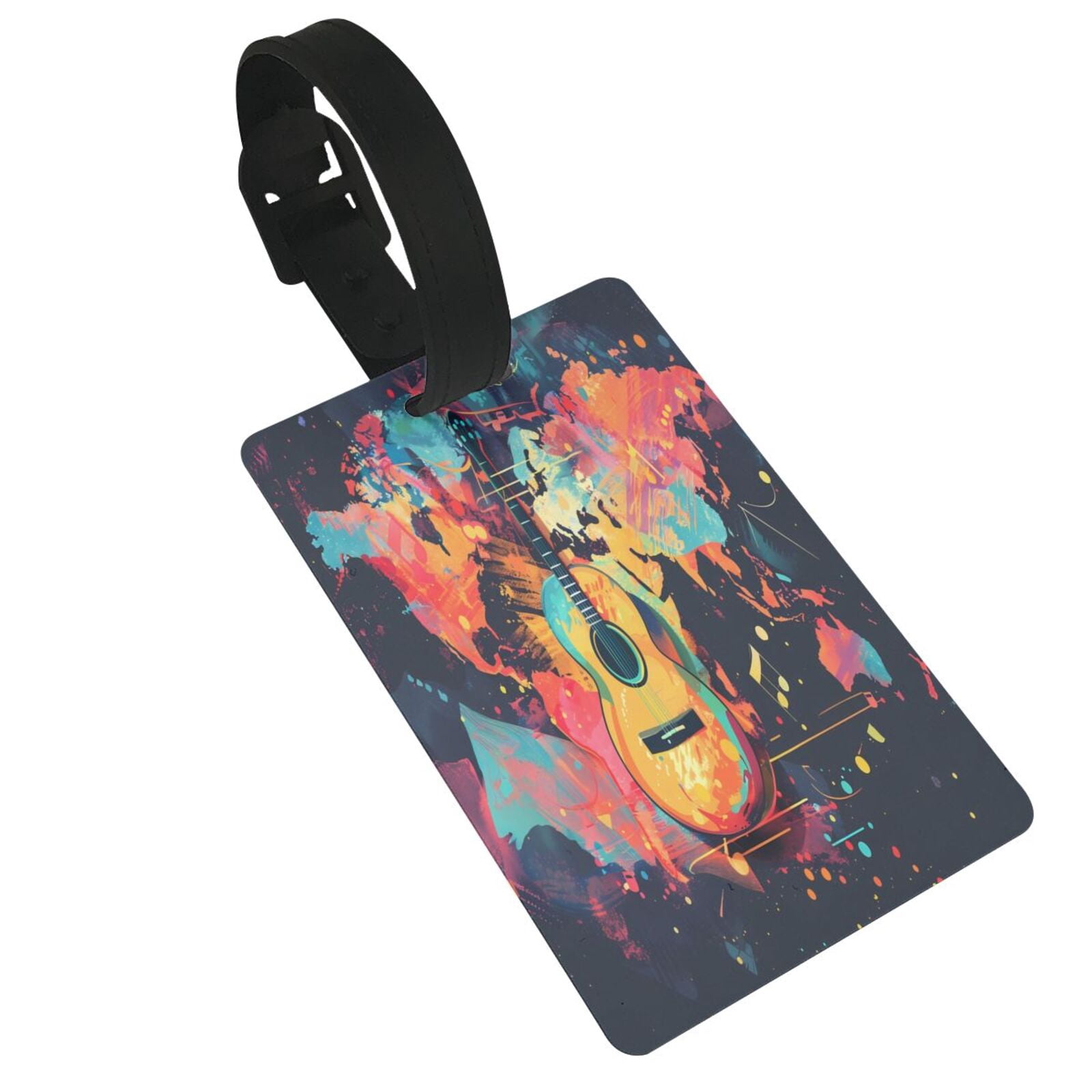 Cauagu World Map Guitar Illustration Print PVC Luggage Tag, Suitcase ...