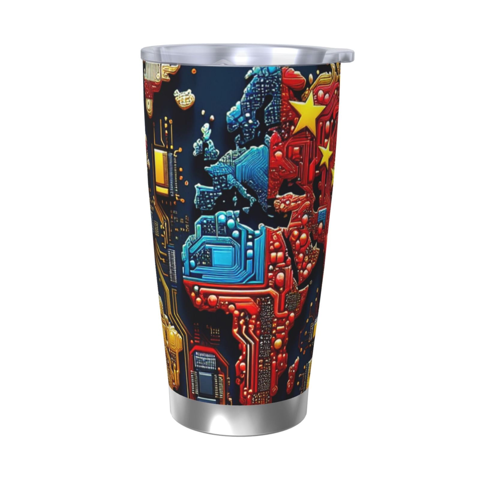Cauagu World Map Of Digital Circuits Pattern 20oz Tumbler,Stainless ...