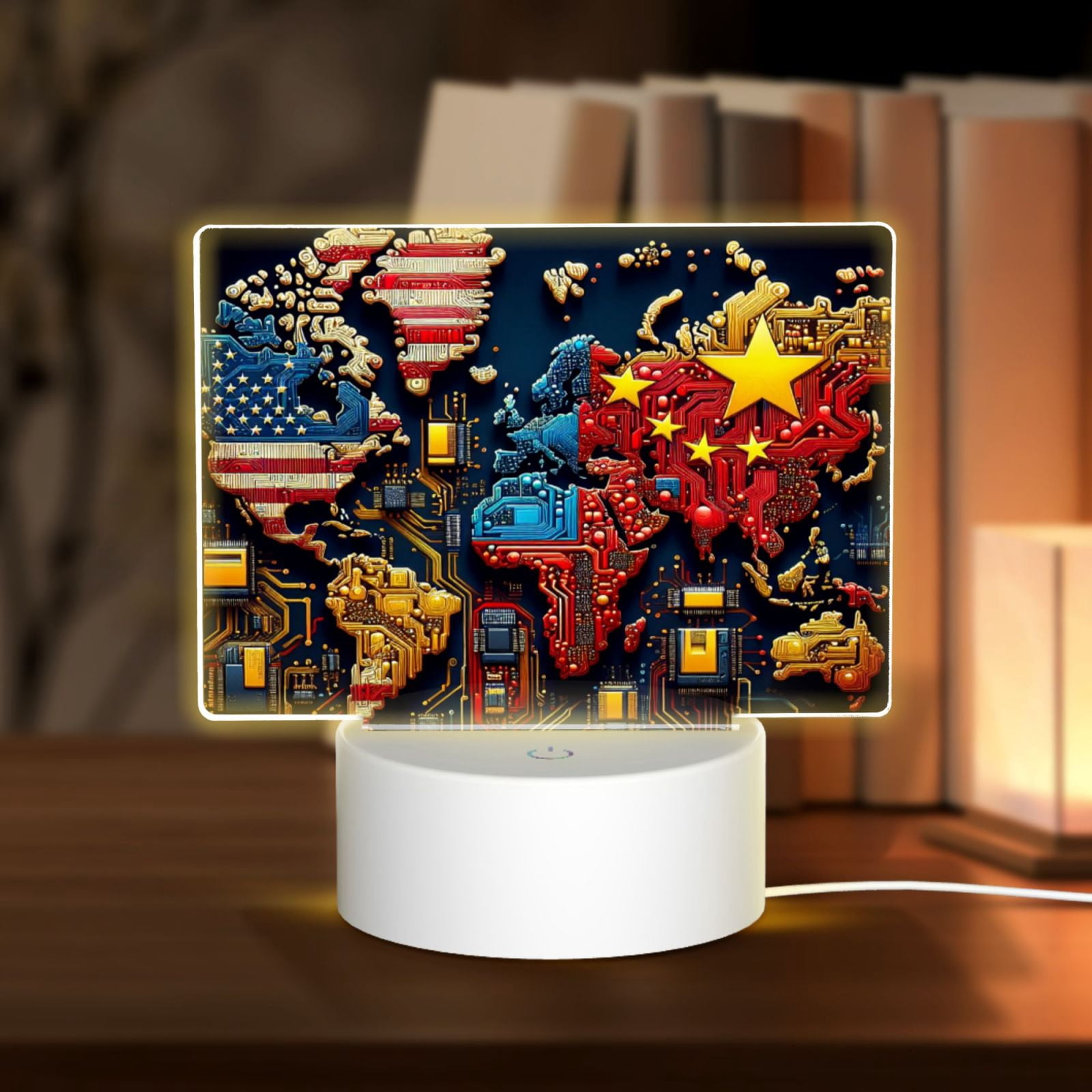Cauagu World Map Of Digital Circuits for Rectangle Acrylic Night Light ...