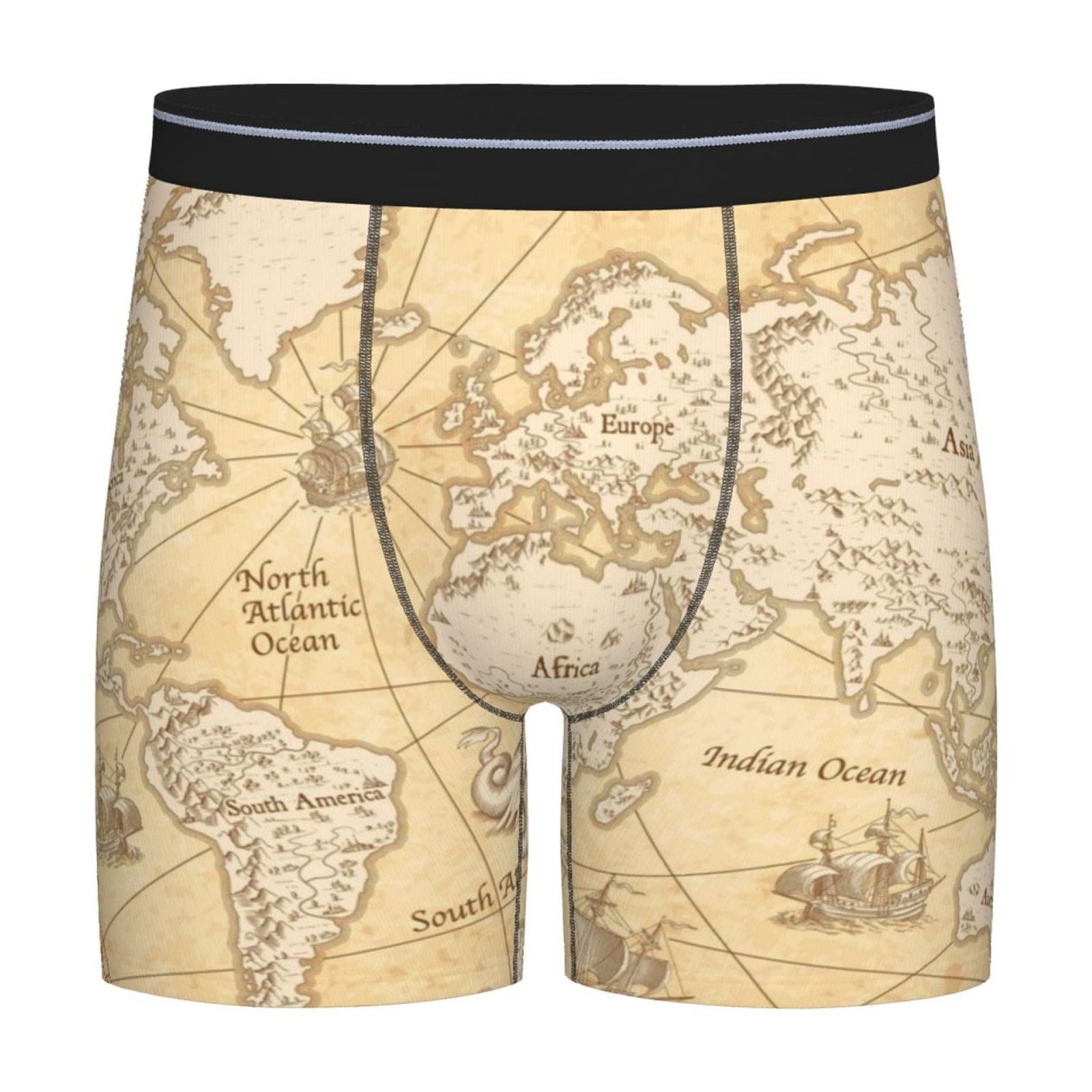 Cauagu World Map Print Men's Boxer Briefs, Funny & Cute Underwear ...