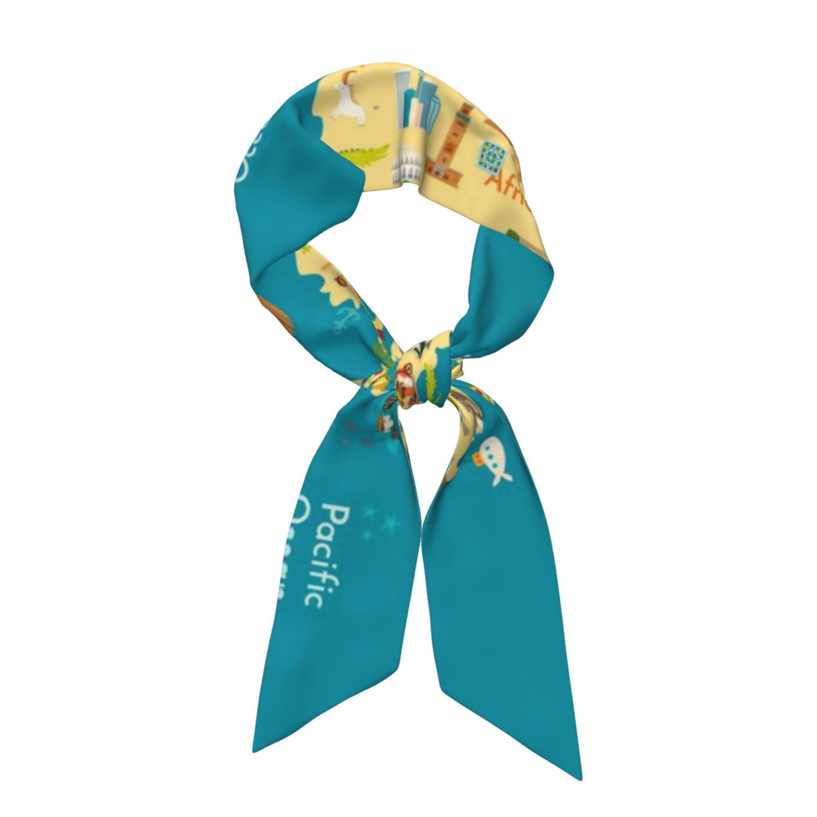 Cauagu World Map With Landmarks Pattern Scarf for Women,Neck Scarf ...