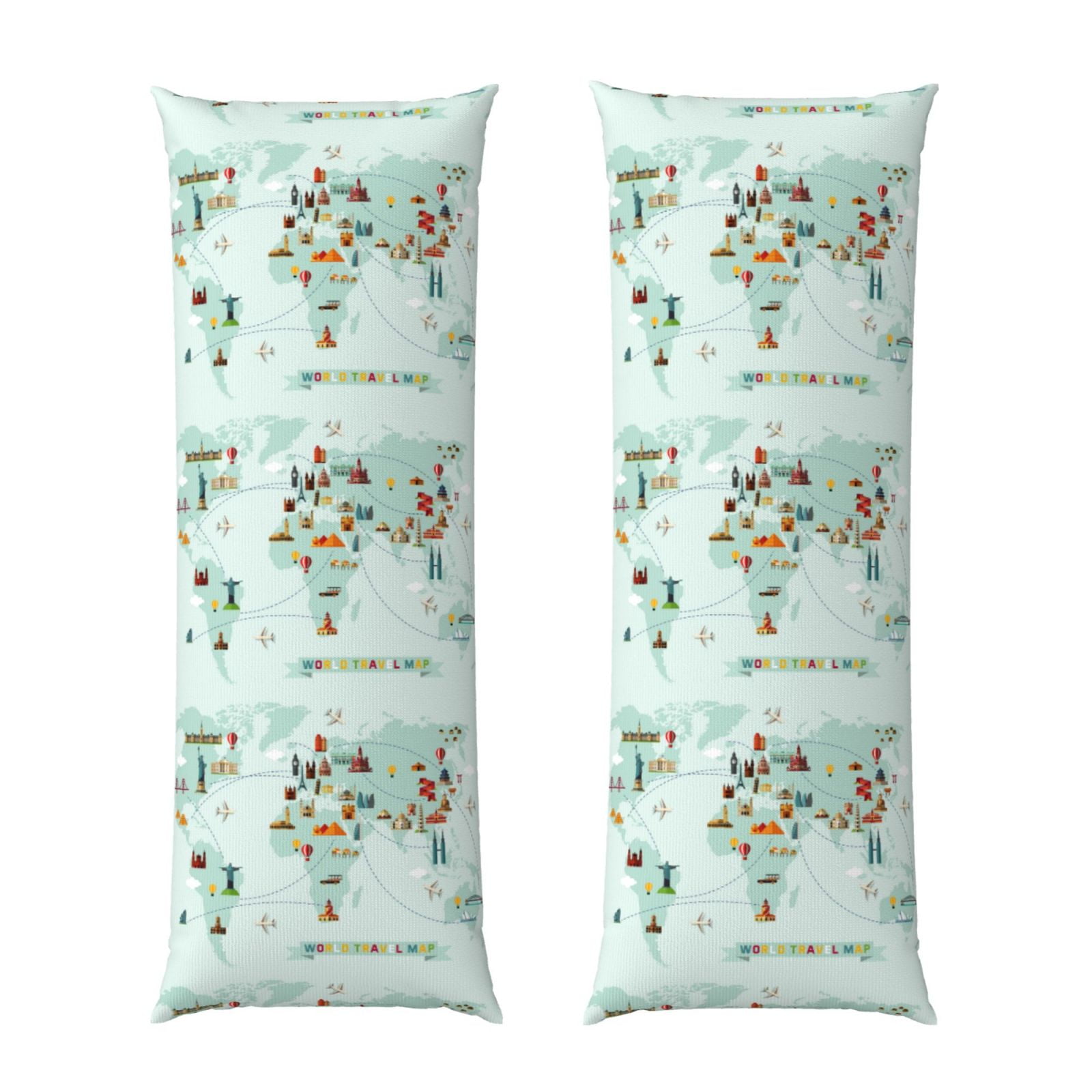 Cauagu World Travel Map for Long Body Pillowcase 1 PCS,Soft Long Pillow ...