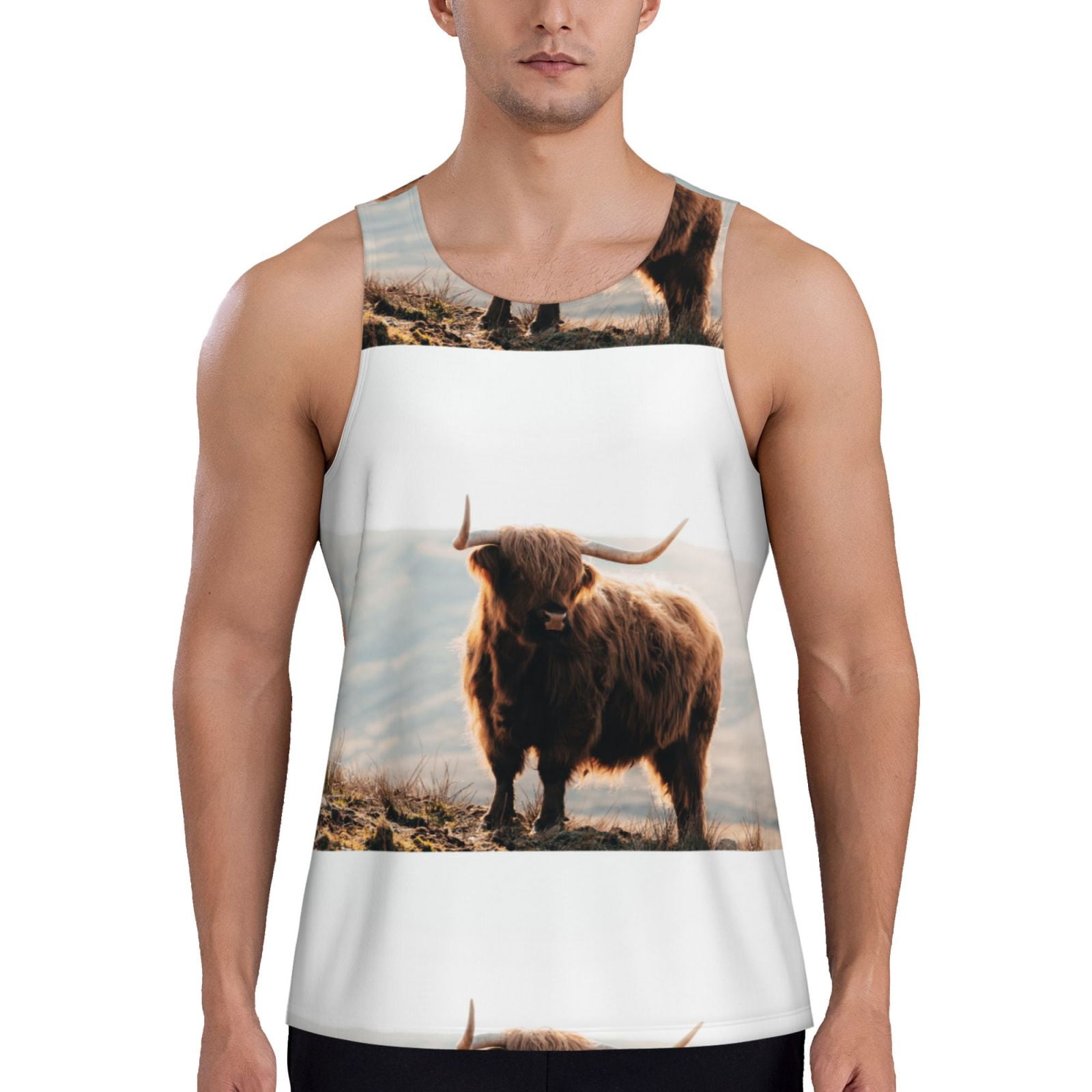 Cauagu Yak Print Men's Sleeveless Muscle Shirts,Tank Tops Quick Dry ...