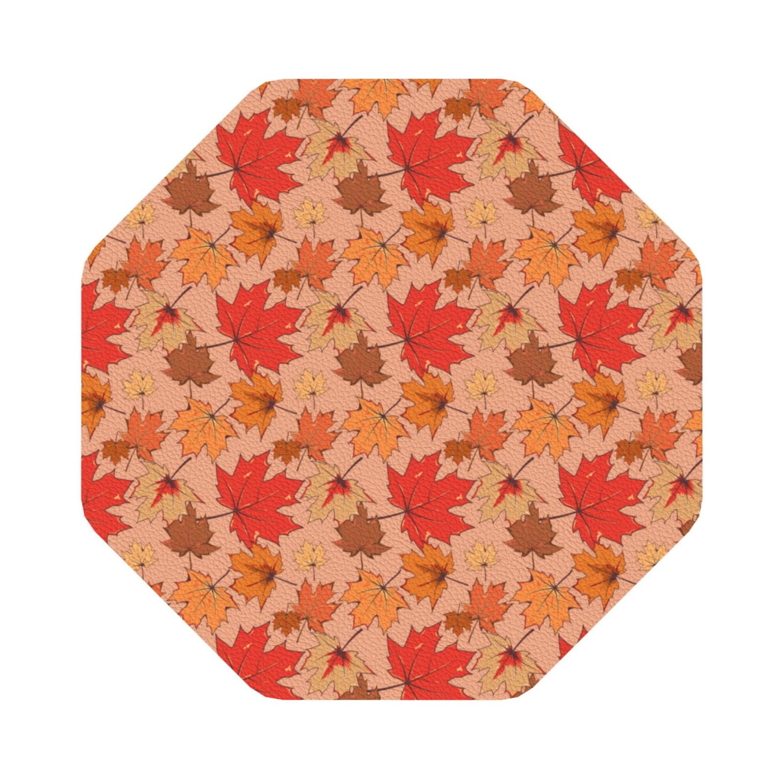 Cauagu Yellow And Red Maple Leaves for Round Coaster,Drink Coasters Set ...