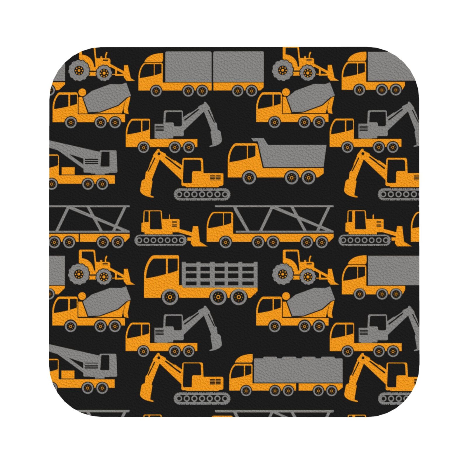 Cauagu Yellow Excavator for Round Coaster,Drink Coasters Set of 4 ...
