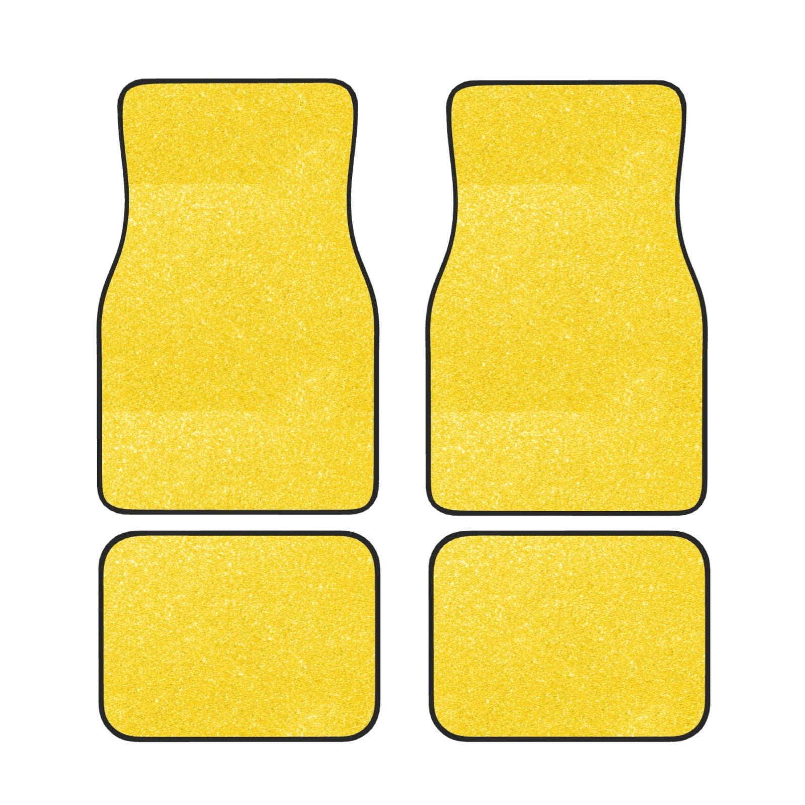 Cauagu Yellow Glitter Pattern Car Floor Mat Set of 4,Car Carpet Mats ...