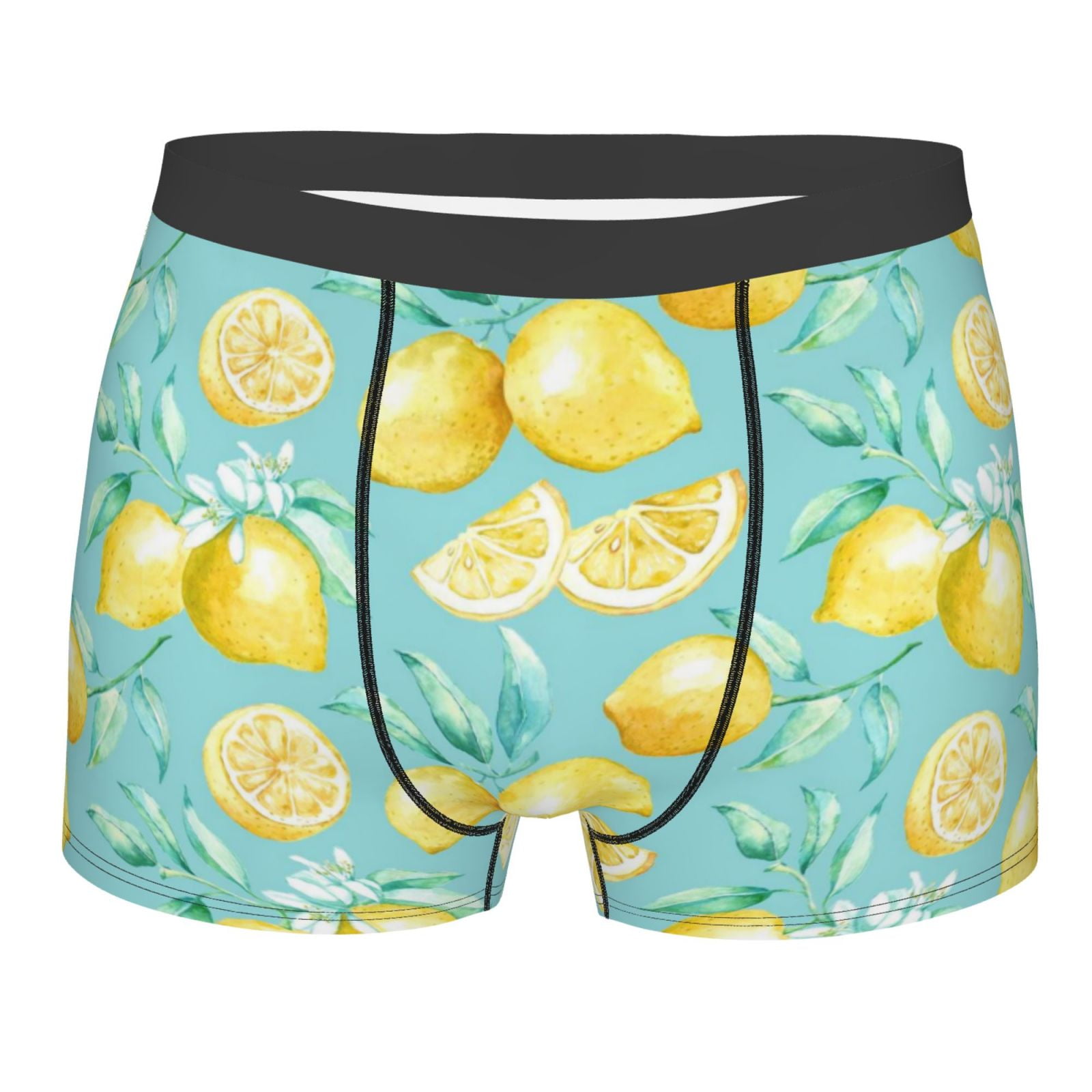 Cauagu Yellow Lemon Print Boxer Briefs for Men,Comfortable Breathable ...