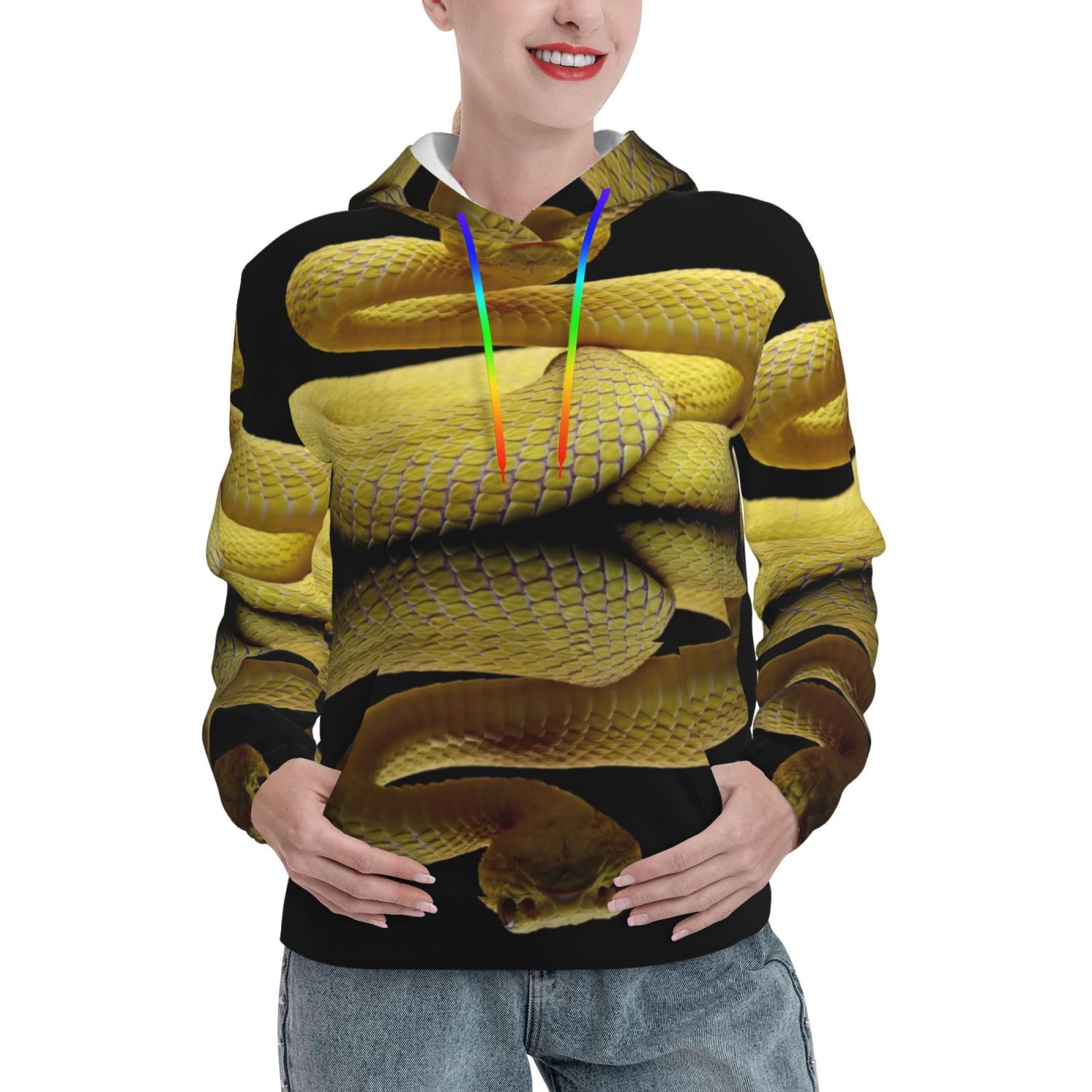 Cauagu Yellow White-Lipped Pit Viper for Women's Hooded Sweatshirts Pullover Hoodie for Women ...
