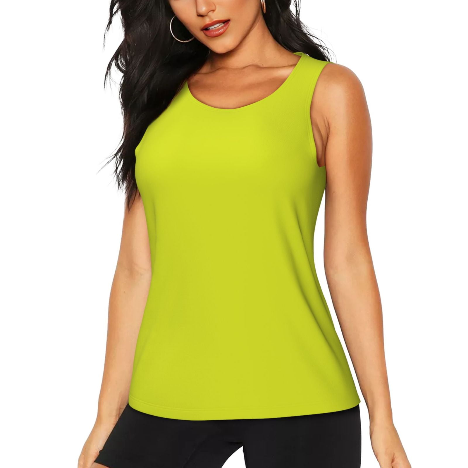 Cauagu Yellow for Women's Workout Tank Tops Sleeveless Running Loose ...