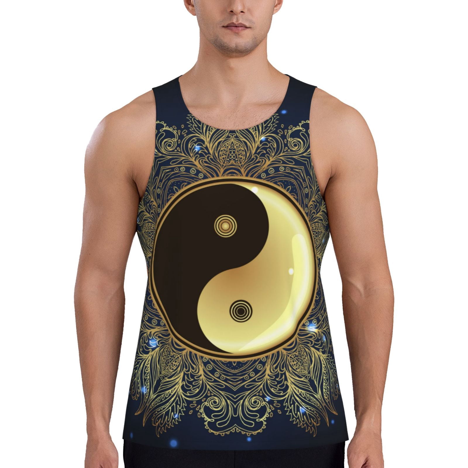 Cauagu Yin And Yang Mandala Print Men's Sleeveless Muscle Shirts,Tank ...