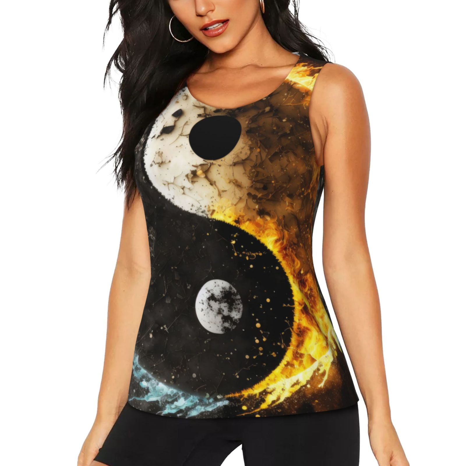 Cauagu Yin Yang for Women's Workout Tank Tops Sleeveless Running Loose ...