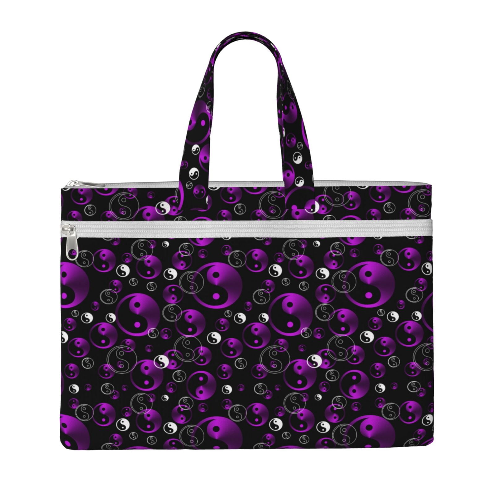 Cauagu Yin Yang1 Pattern Canvas Tote File Bag, Zipper Tote Bag Business ...