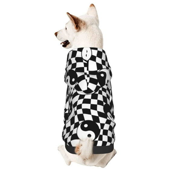 Cauagu Ying Yang Checkered Pattern Winter Pet Hoodie Sweatshirts- Dog ...