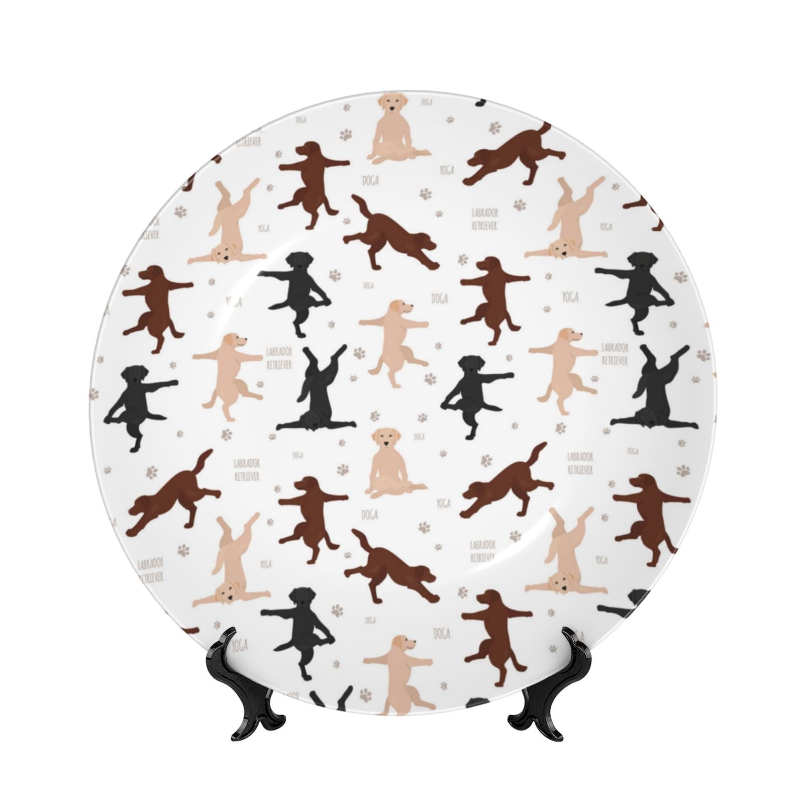Cauagu Yoga Labrador Retriever Print Bone China Decorative Plate, Wall ...