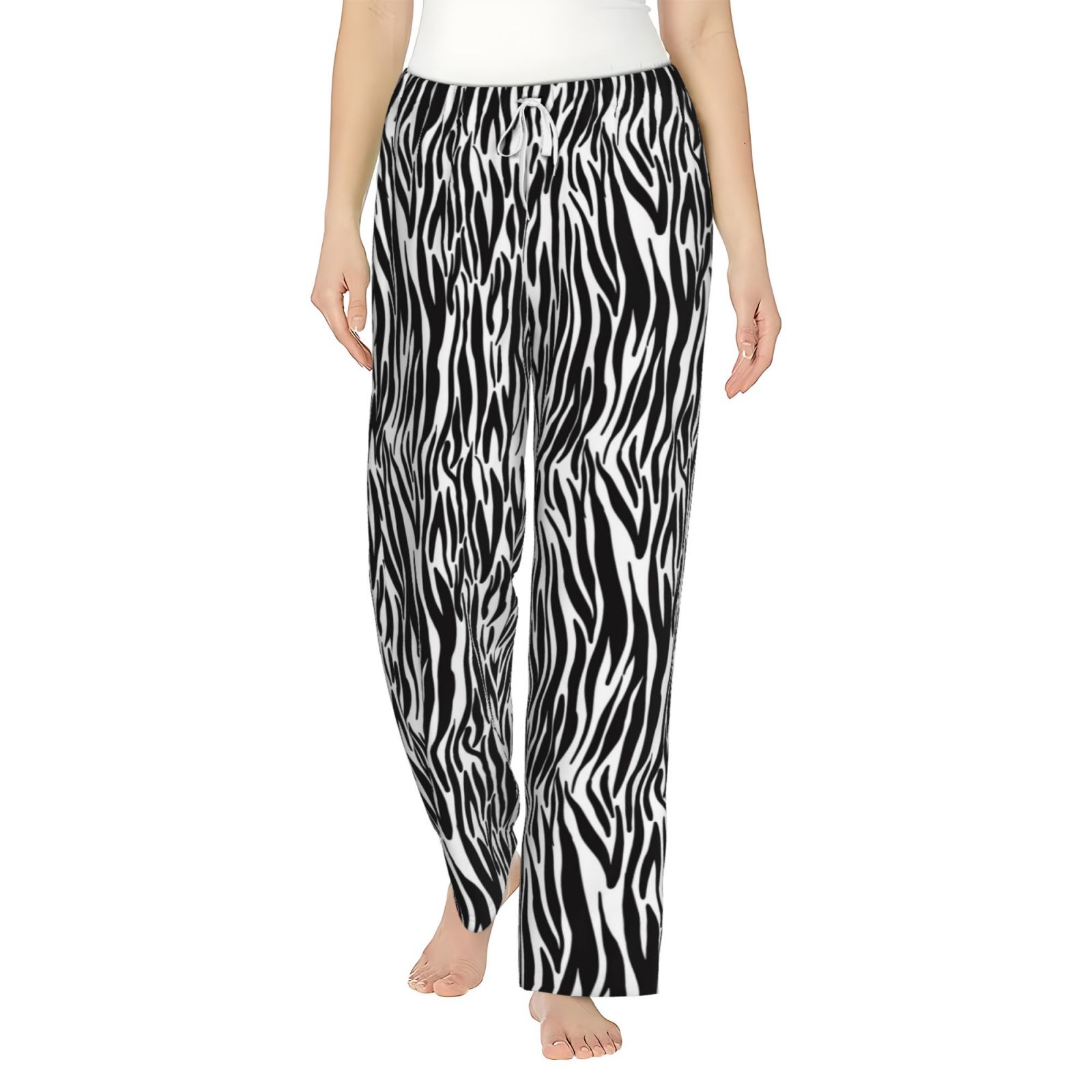 Cauagu Zebra Pajama Pants for Women Loose Fit Wide Leg Trouser Pants ...
