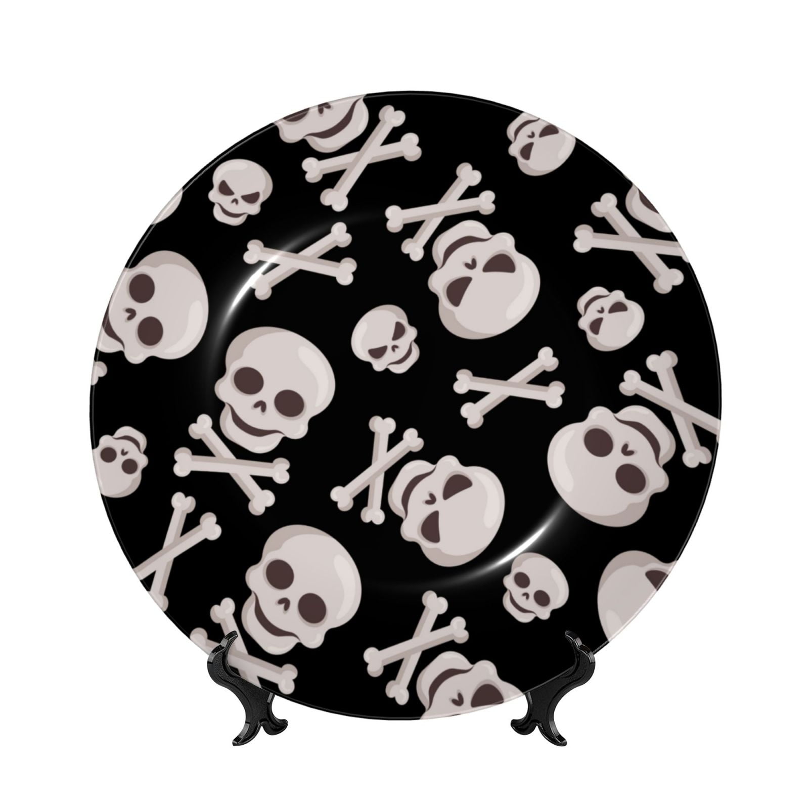 Cauagu black white Skull bone Print Bone China Decorative Plate, Wall ...