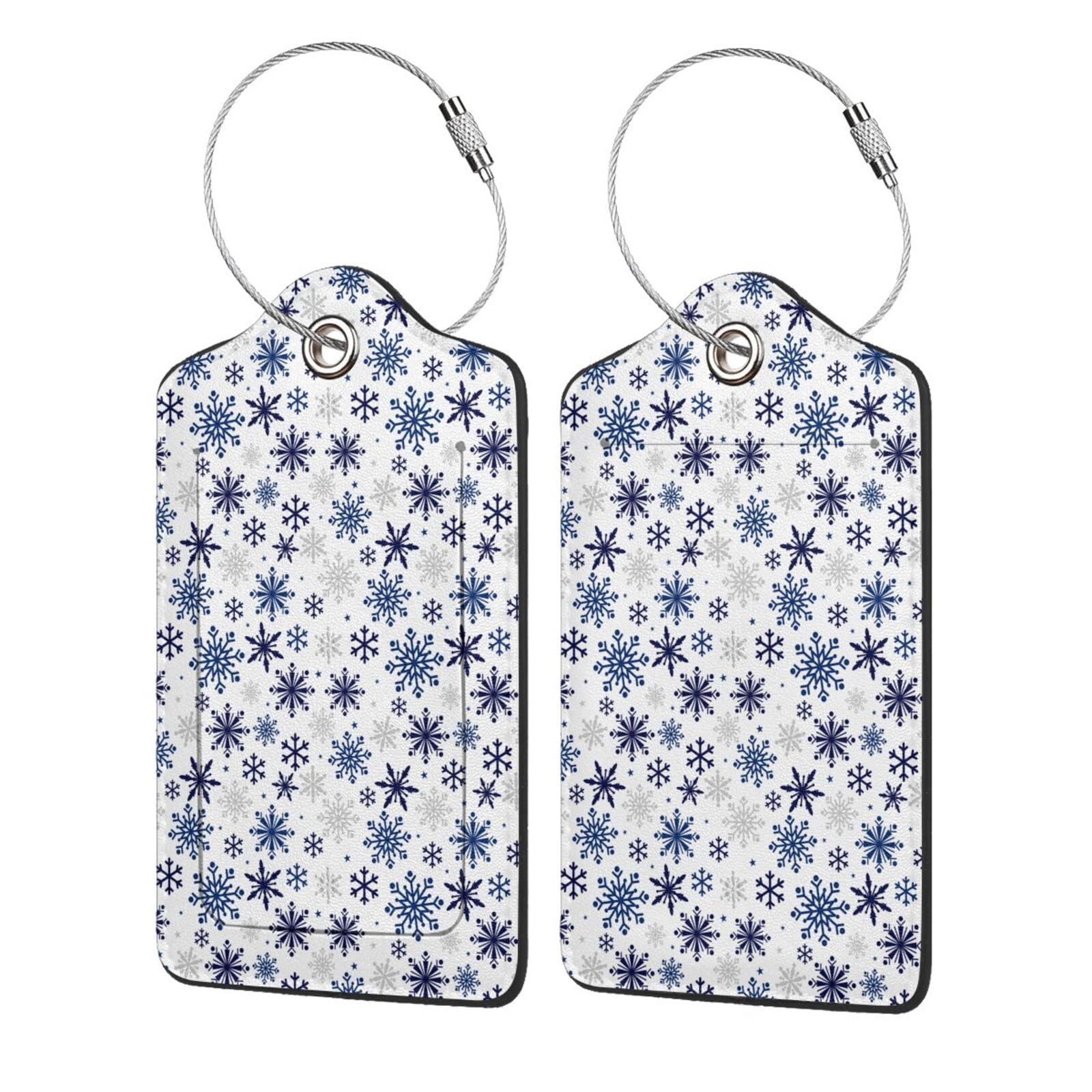 Cauagu blue Snowflake Prints Pattern Luggage Tags,Leather Luggage Tags ...