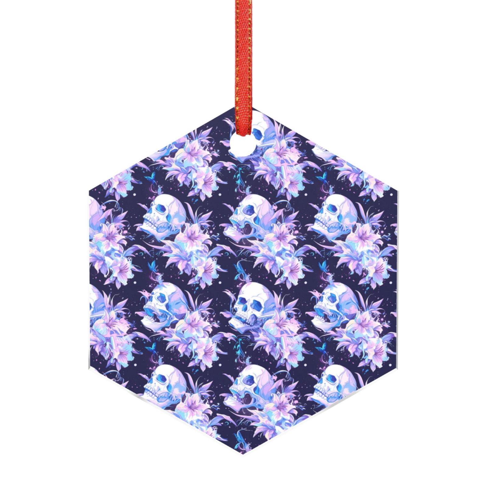 Cauagu blue starry sky Skull flower Pattern Acrylic Christmas Pendant,1 ...