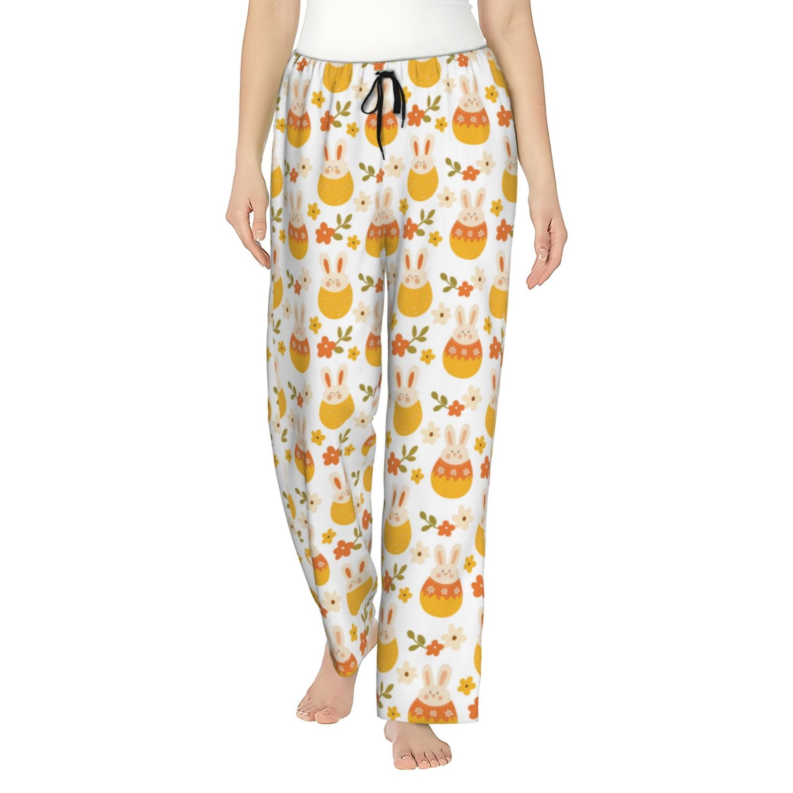Cauagu bunny in Easter eggs Pajama Pants for Women Loose Fit Wide Leg ...