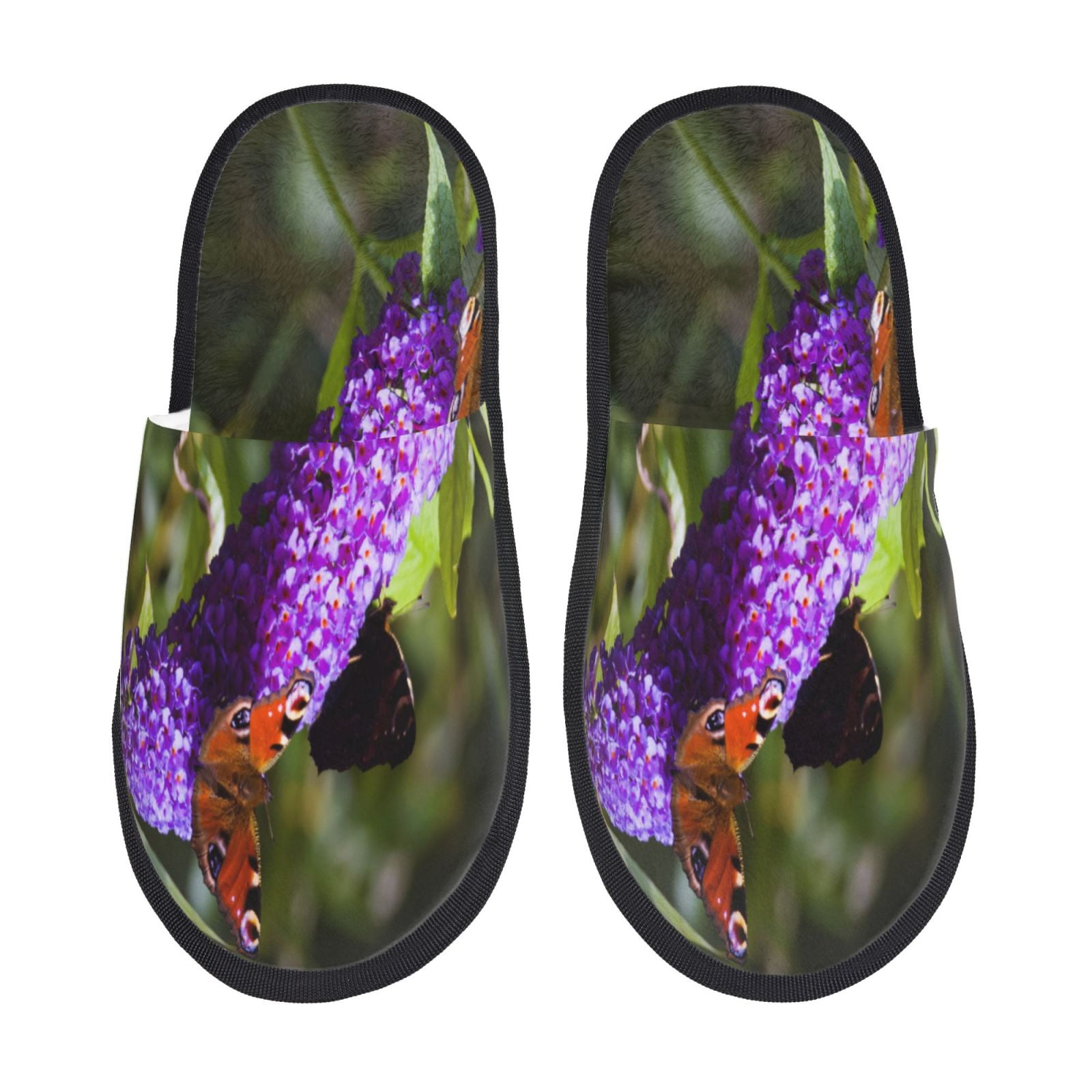 Cauagu butterfly bush flower Print Cozy Indoor Slippers,Fuzzy House ...