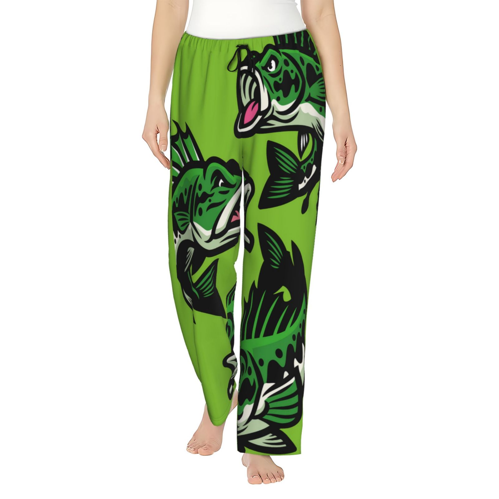Cauagu cartoon largemouth bass fish Pajama Pants for Women Loose Fit ...