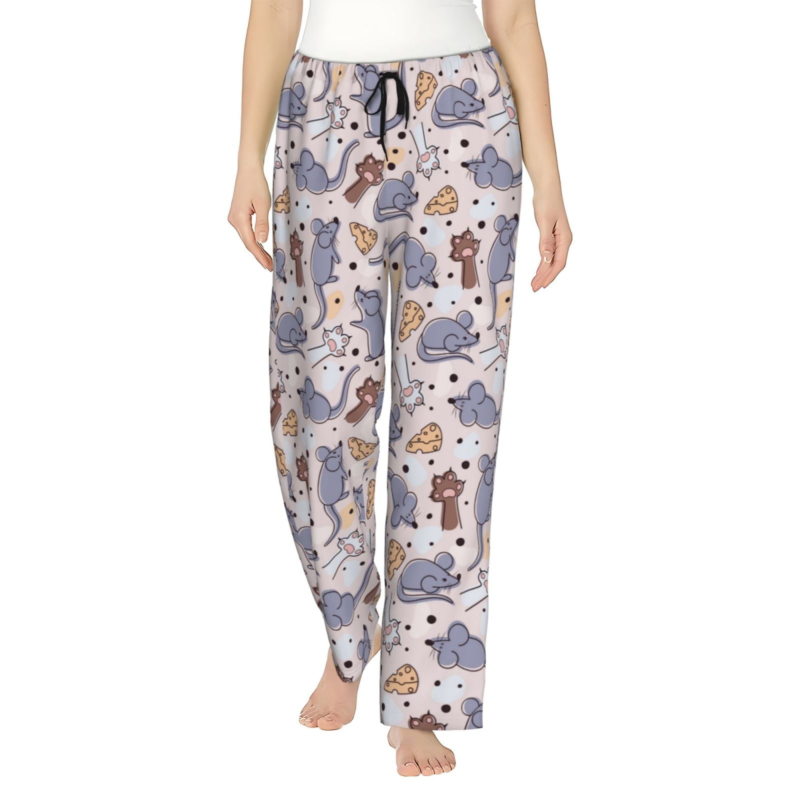 Cauagu cartoon mouse Pajama Pants for Women Loose Fit Wide Leg Trouser ...