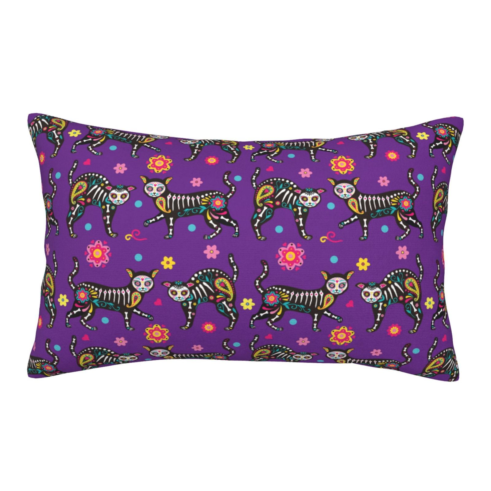 Cauagu cat skeletons and flowers Print Pillow Covers with Envelope ...