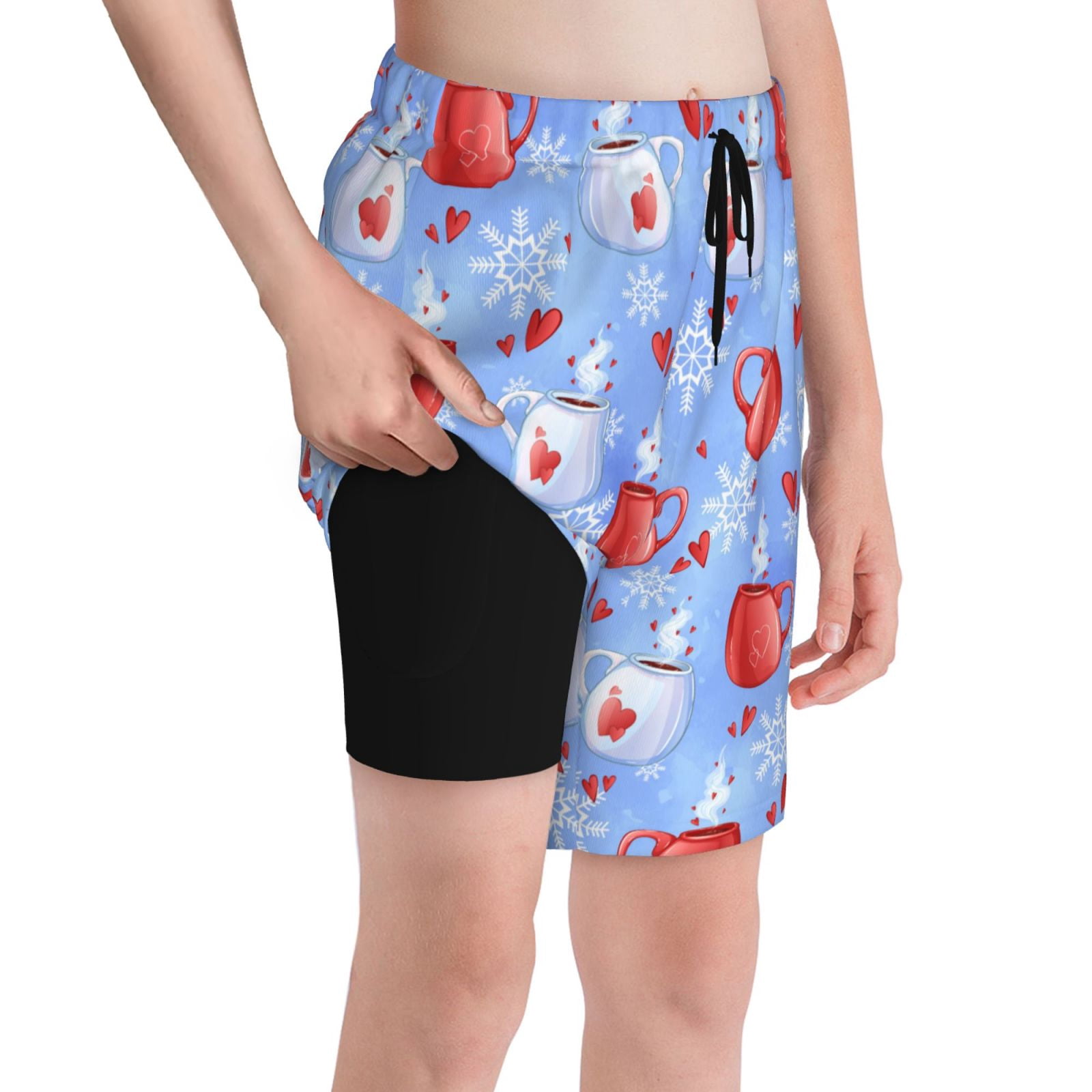 Cauagu coffee love cup winter Print Swim Trunks for Men,Youth Boys Swim ...