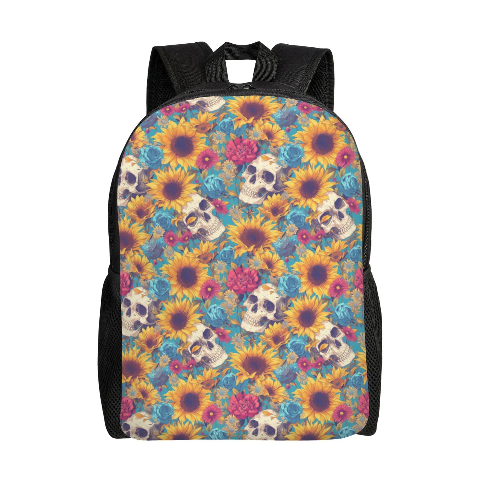 Cauagu colorful Skull sunflower Print Backpacks,Travel Daypack Casual ...
