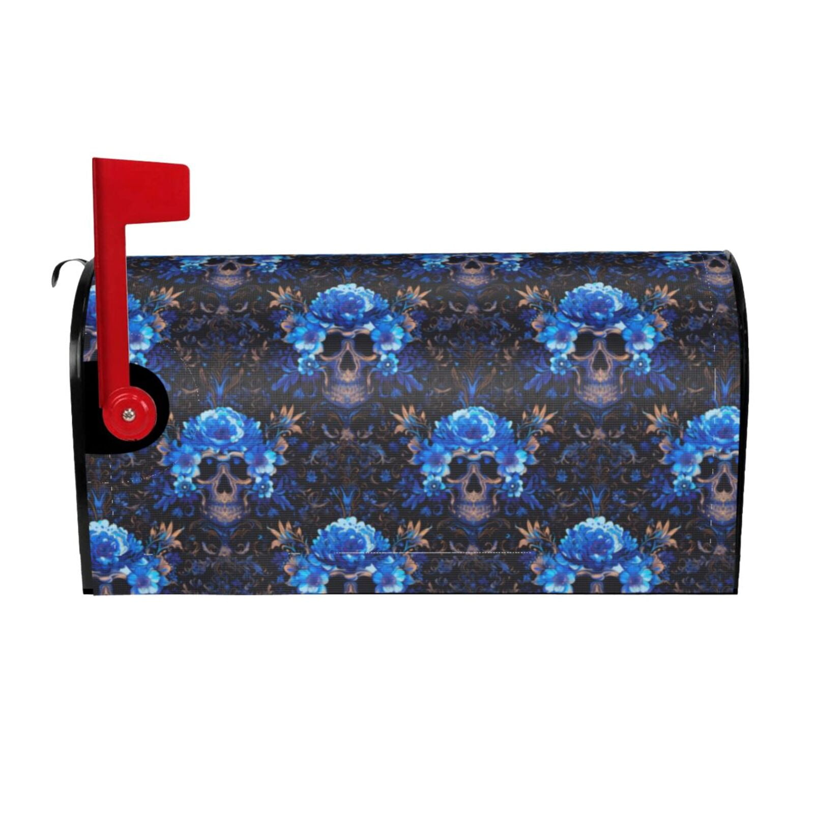 Cauagu cool blue flower Skull Pattern Magnetic Mailbox Covers, Mailbox ...